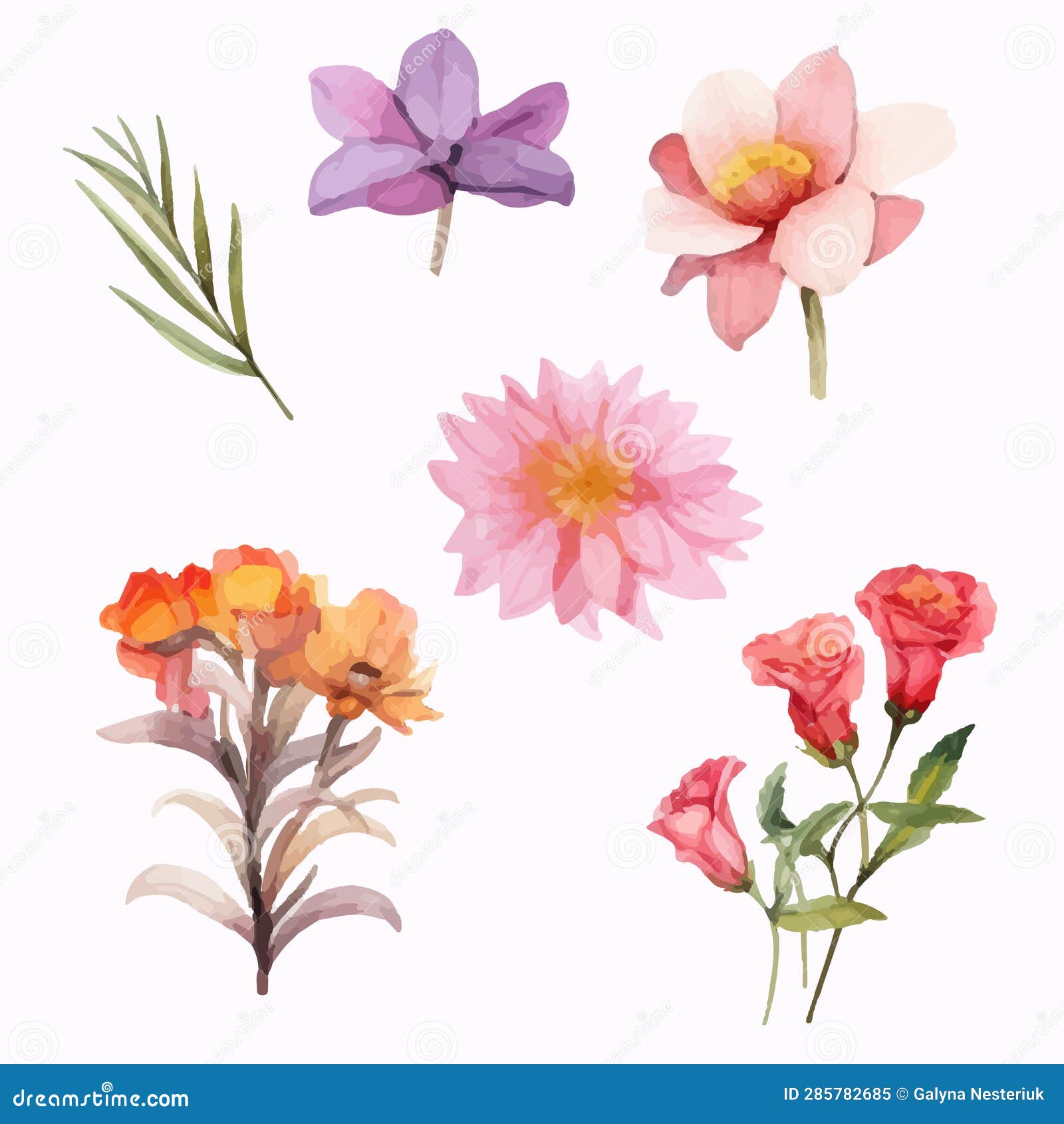 Artistic Flowers set stock vector. Illustration of floral - 285782685