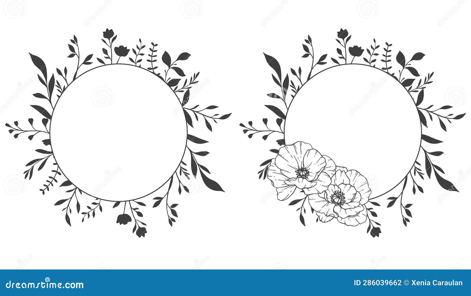 Floral Frames Line Art, Fine Line Greenery Frames Hand Drawn ...