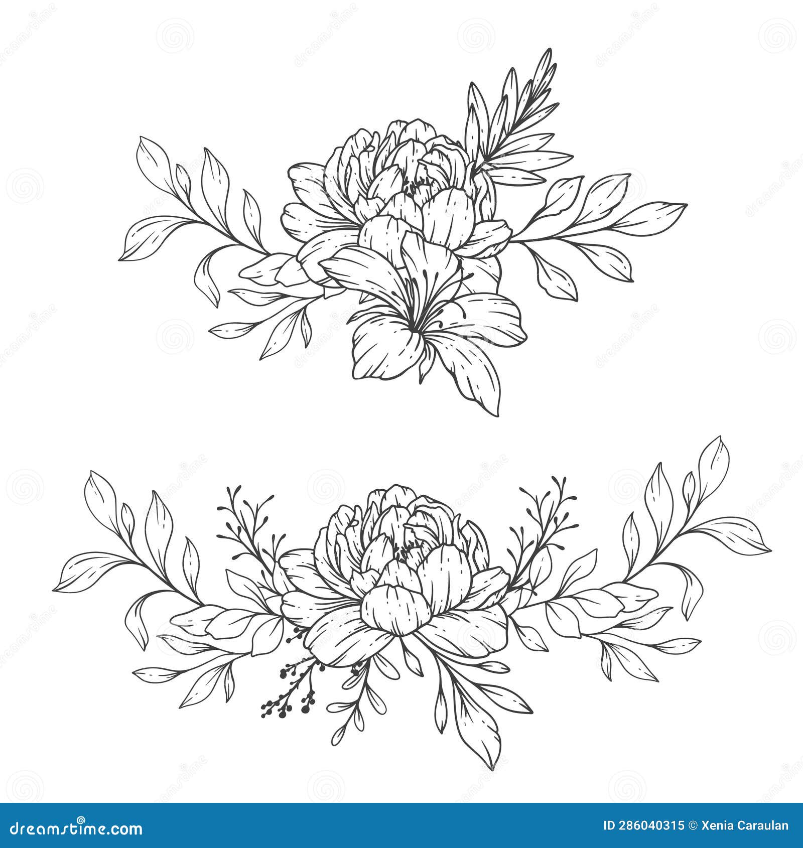 Wildflowers Line Art, Fine Line Wildflower Bouquets Hand Drawn ...