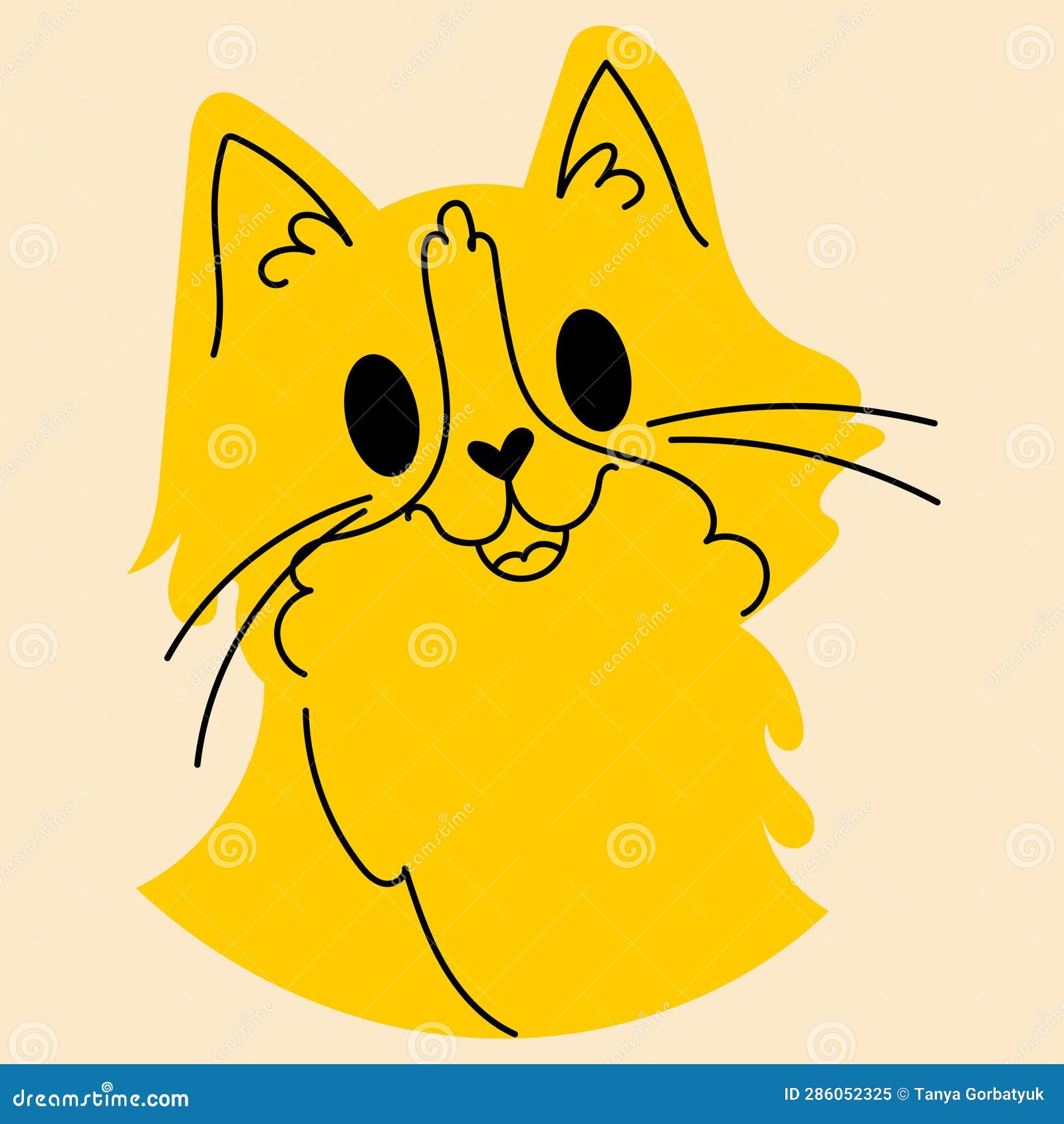 Yellow, Fancy Cat. Vector Illustration in Flat Cartoon Style Stock ...