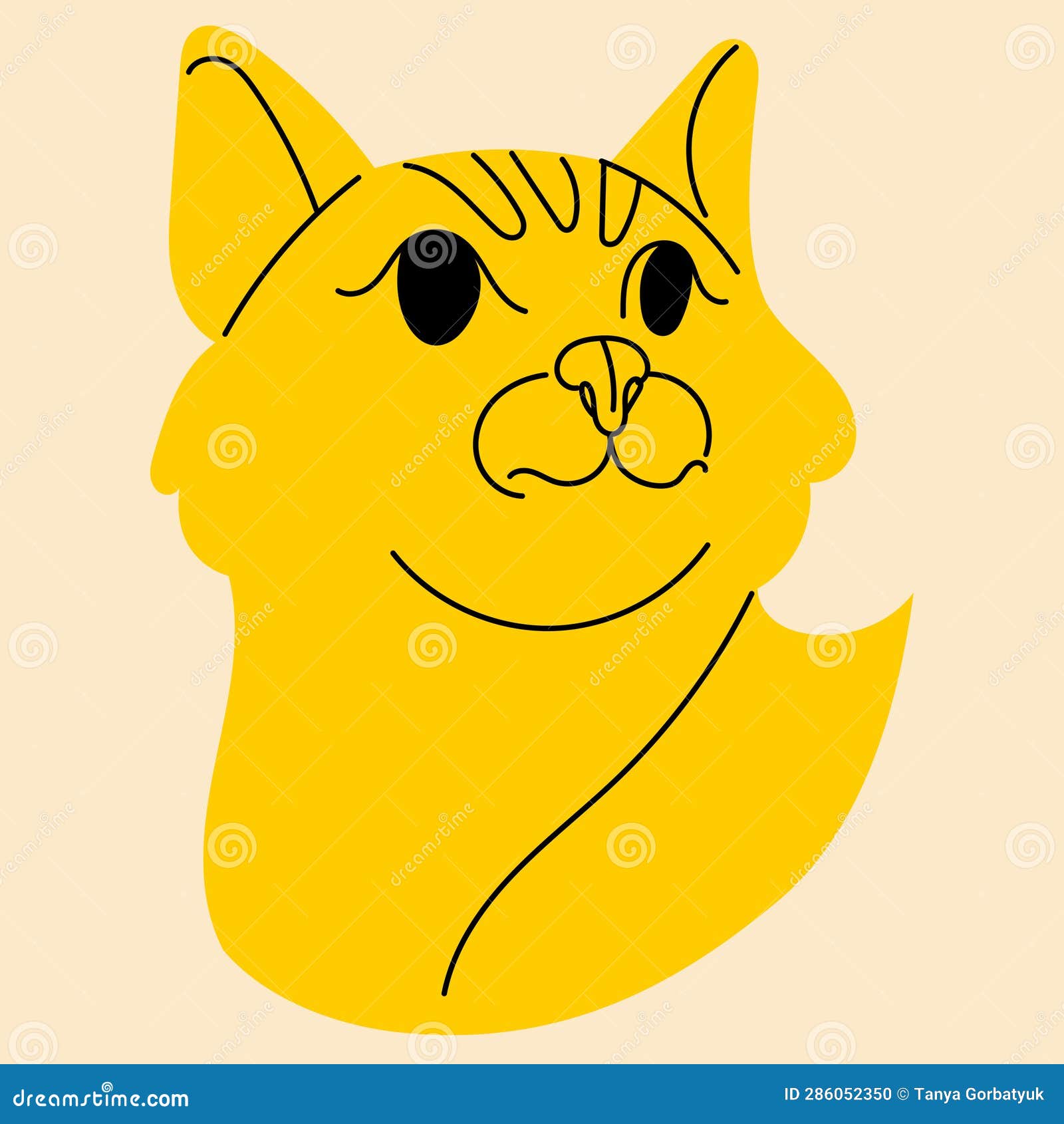Yellow, Fancy Cat. Vector Illustration in Flat Cartoon Style Stock ...