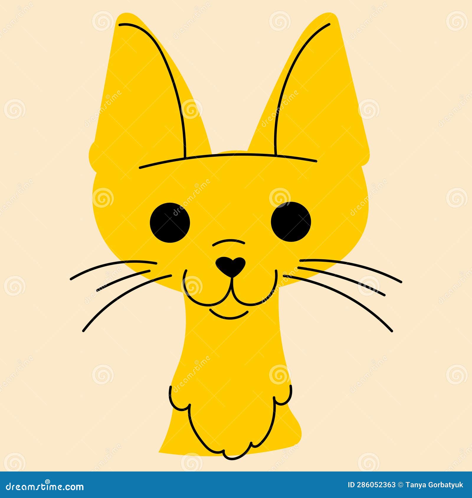 Yellow, Fancy Cat. Vector Illustration in Flat Cartoon Style Stock ...