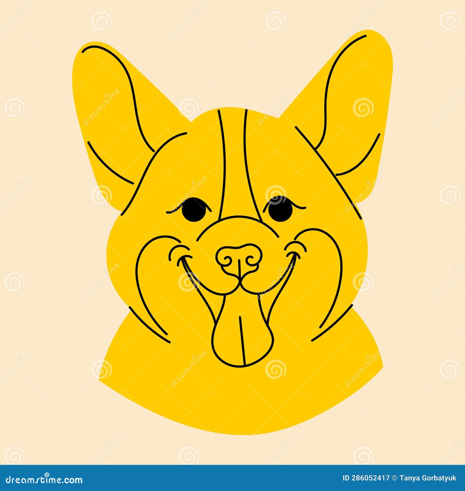Yellow, Fancy Dog, Puppy. Vector Illustration in Flat Cartoon Style ...