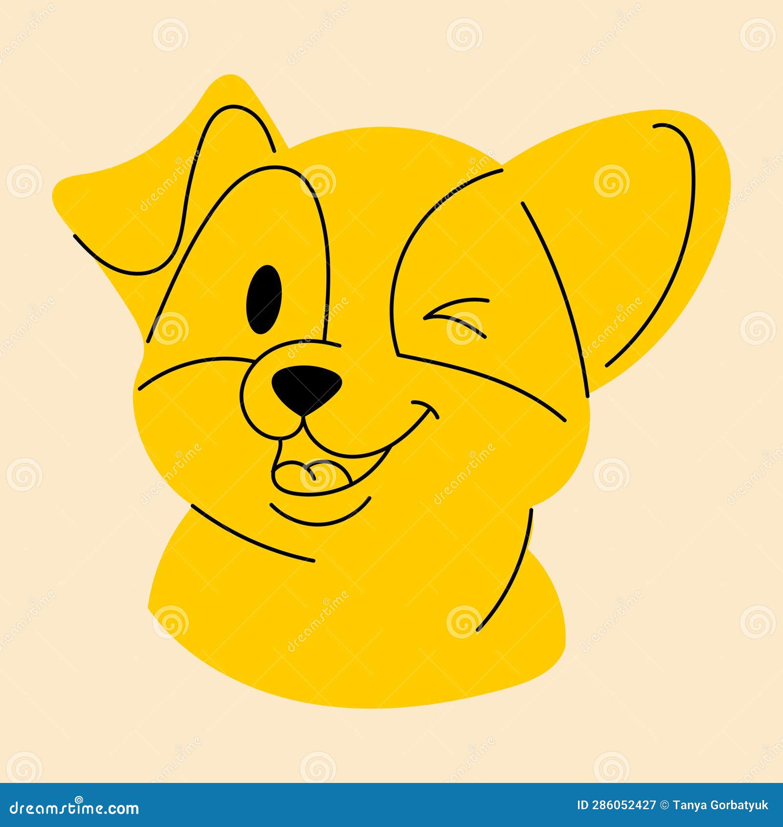 Yellow, Fancy Dog, Puppy. Vector Illustration in Flat Cartoon Style ...