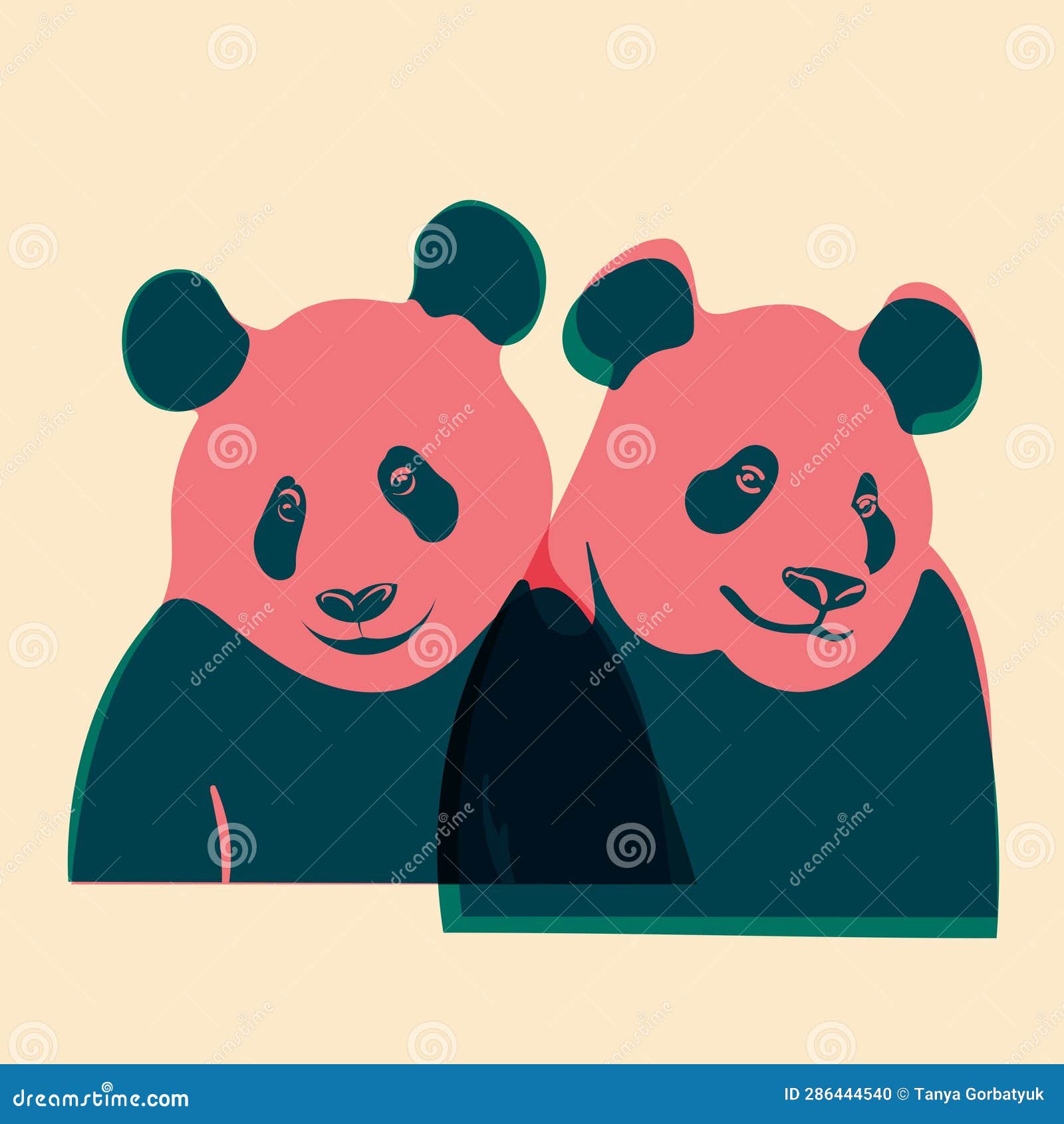 Set Of Pandas. Avatar, Badge, Poster, Logo Templates, Print. Flat ...