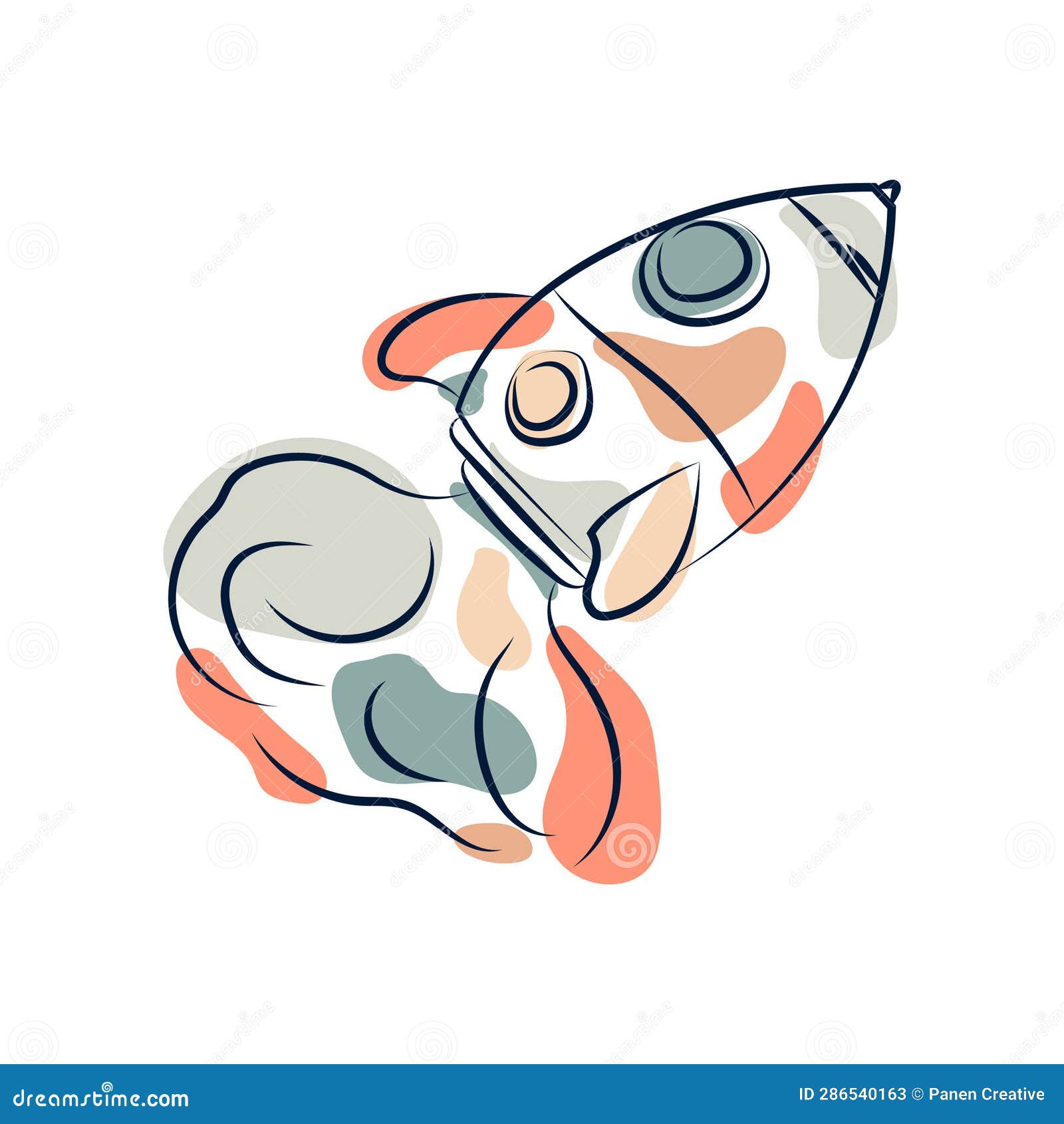 Line Art Rocket Illustration Vector. Stock Vector - Illustration of ...