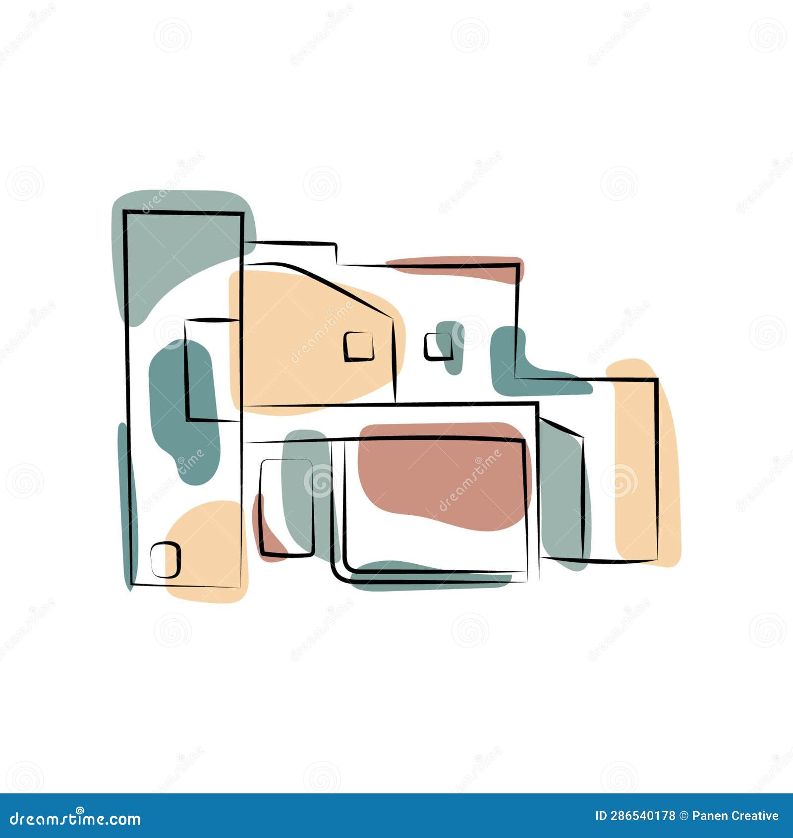 Line Art House Illustration Vector Stock Vector - Illustration of ...