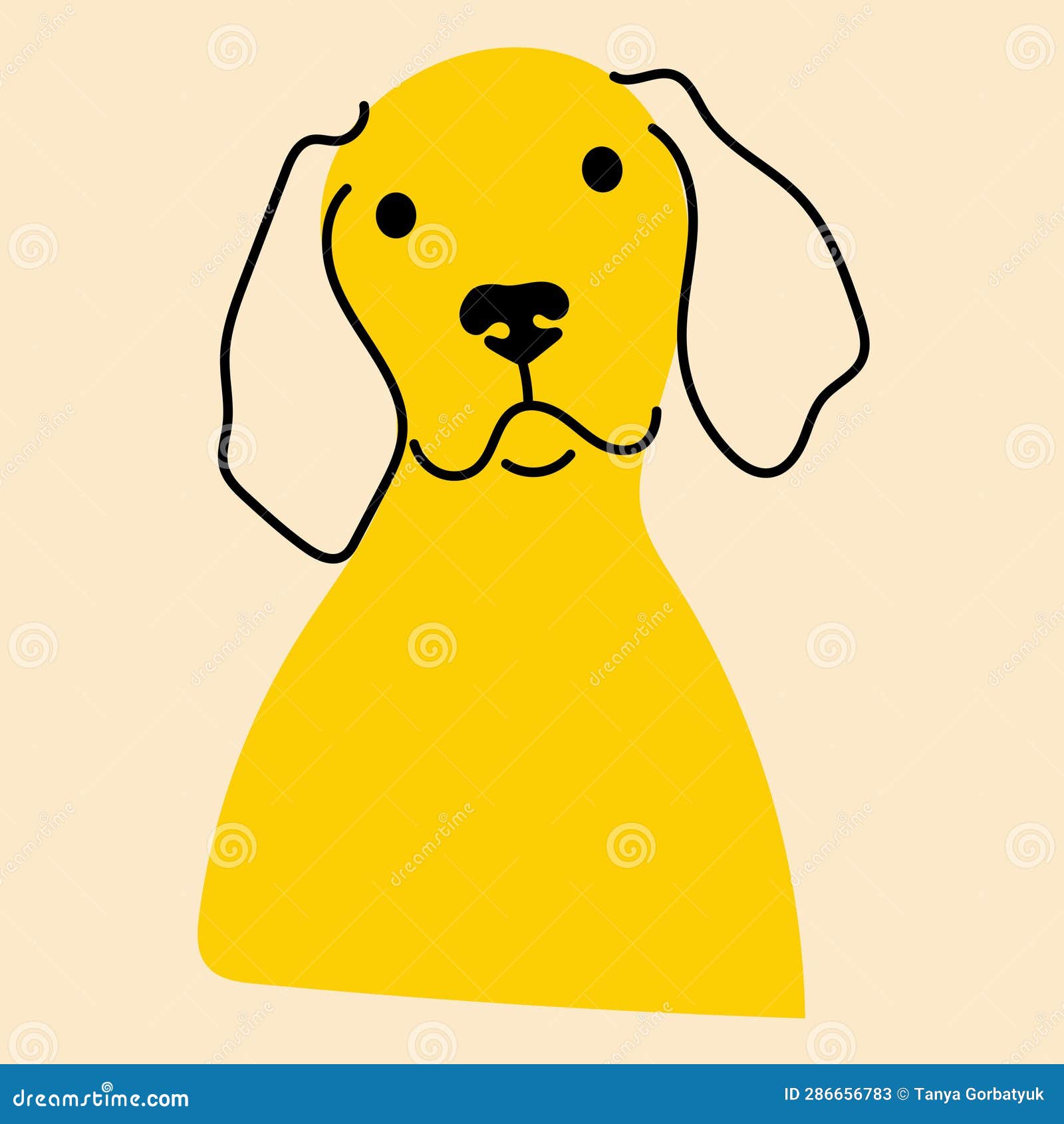 Yellow, Fancy Dog, Puppy. Vector Illustration in Flat Cartoon Style ...