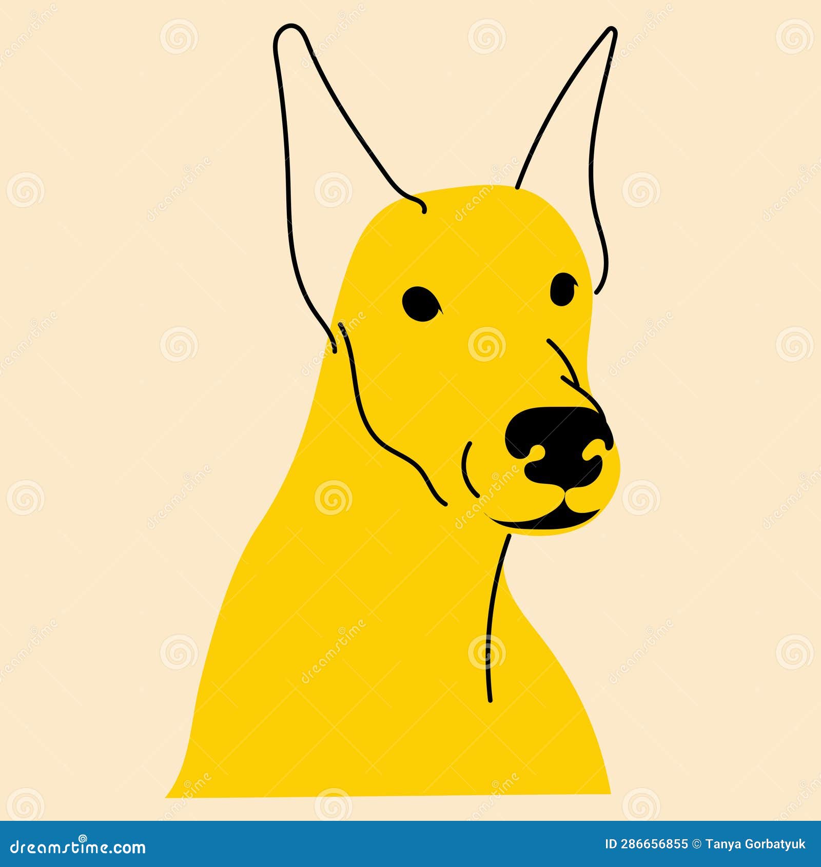 Yellow, Fancy Dog, Puppy. Vector Illustration in Flat Cartoon Style ...