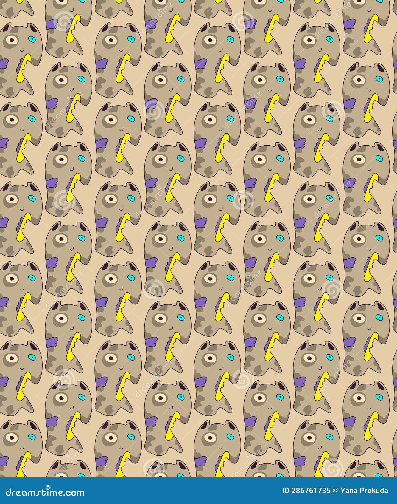 Creative Vector Seamless Pattern with Hand Drawn Alien Cats Stock ...