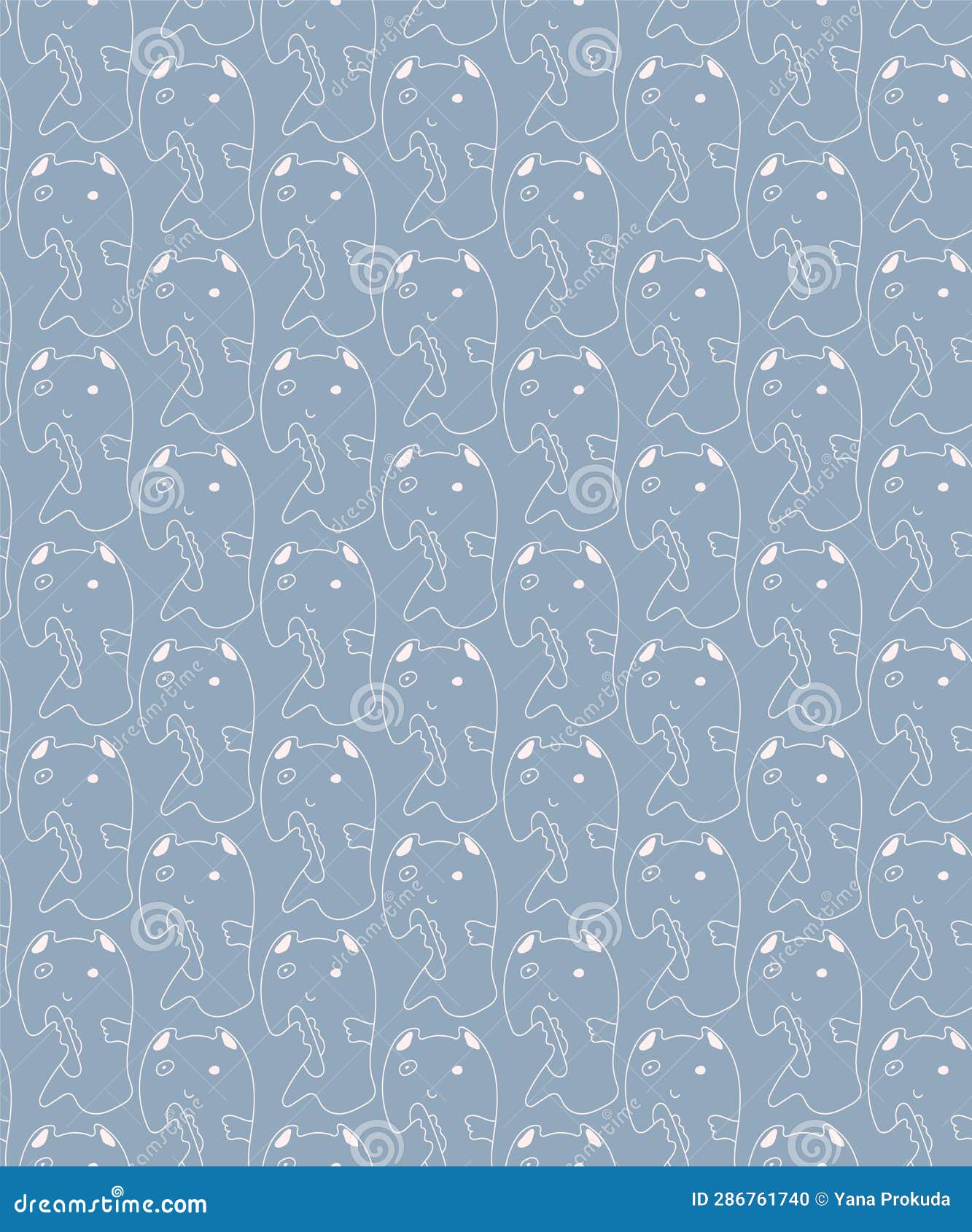 Creative Vector Seamless Pattern with Hand Drawn Alien Cats Stock ...