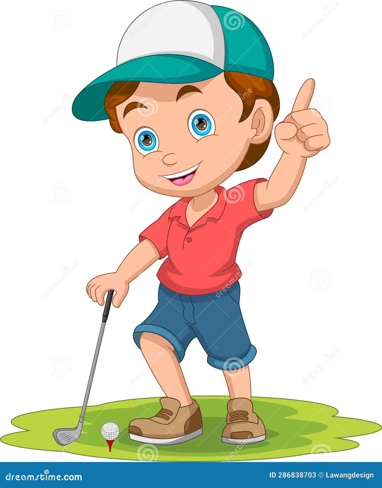 Cartoon Cute Little Boy Playing Golf Stock Vector - Illustration of ...