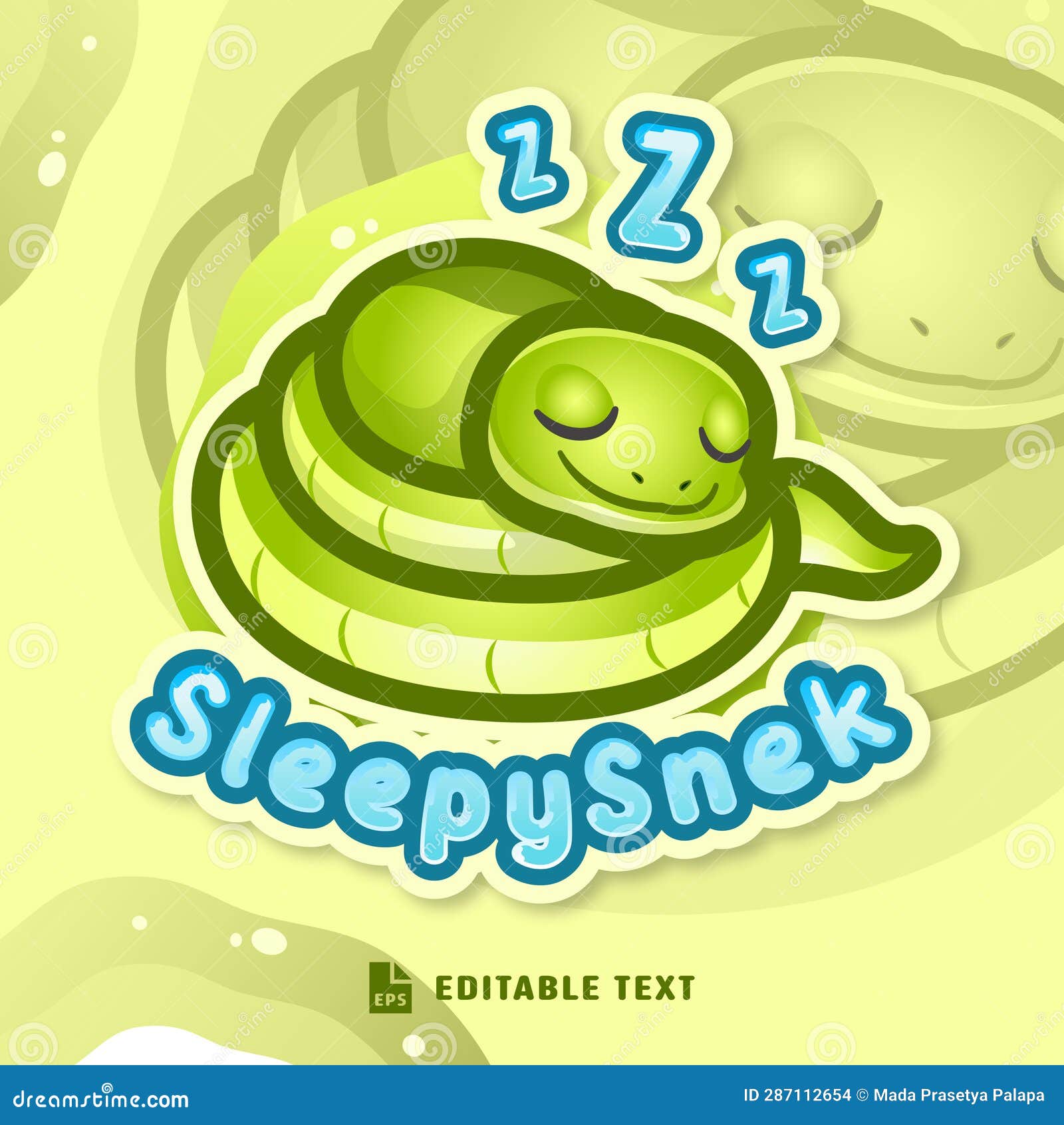 Cute Sleepy Snake Logo Mascot Stock Illustration - Illustration of ...