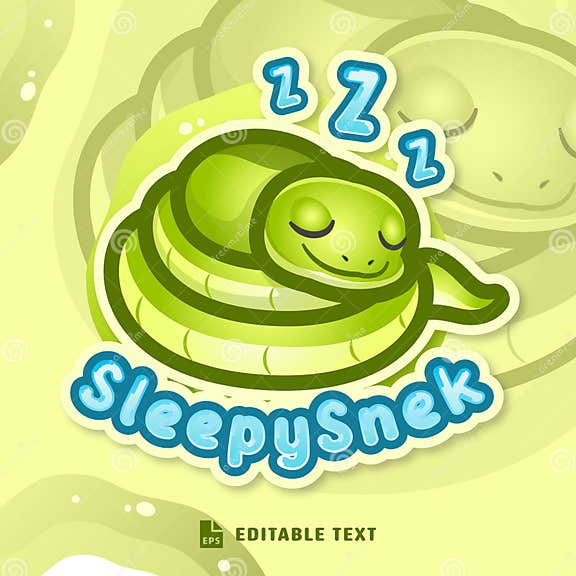 Cute Sleepy Snake Logo Mascot Stock Illustration - Illustration of ...