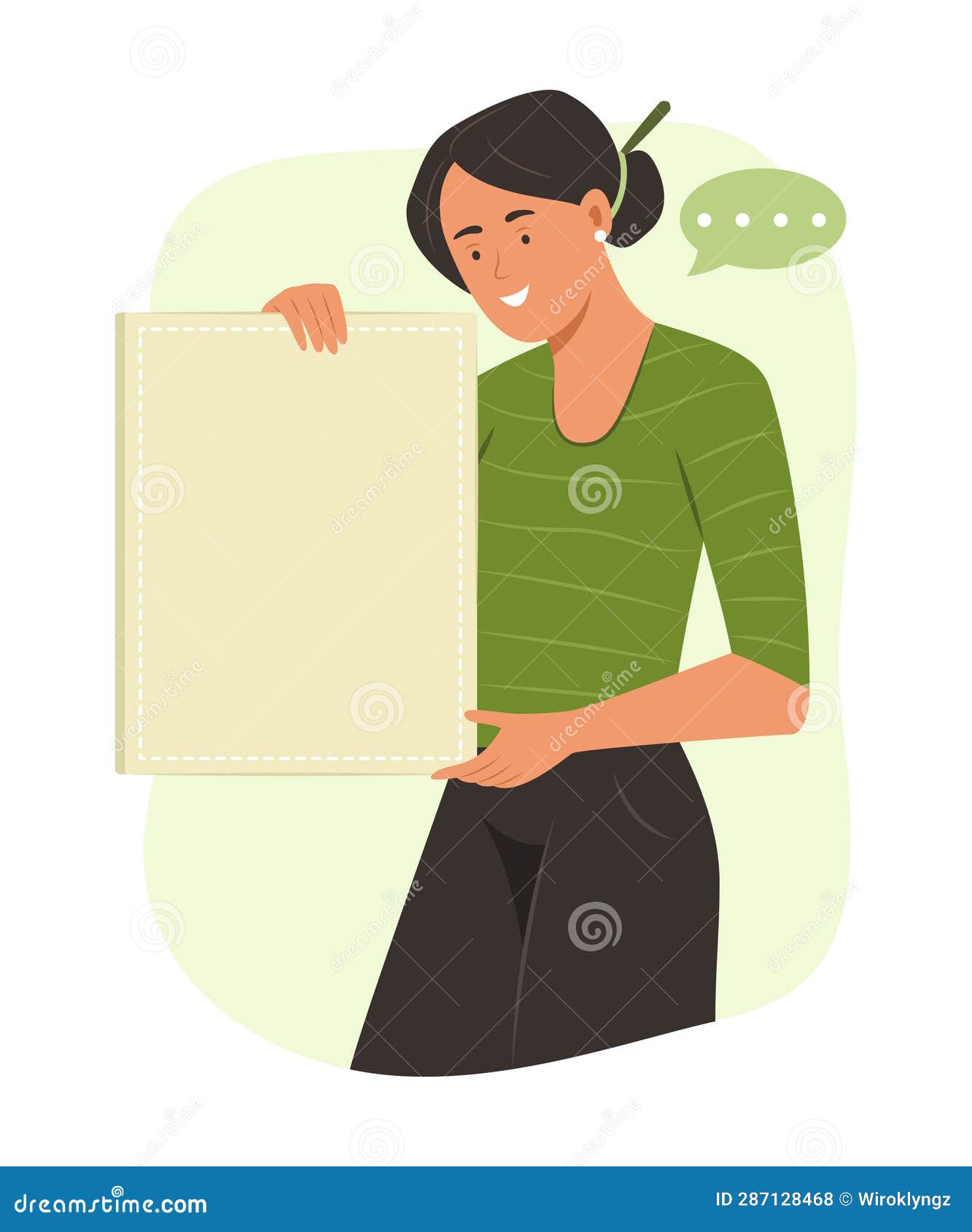 Woman Holding Blank Vertical Board for Copy Space Concept Illustration ...