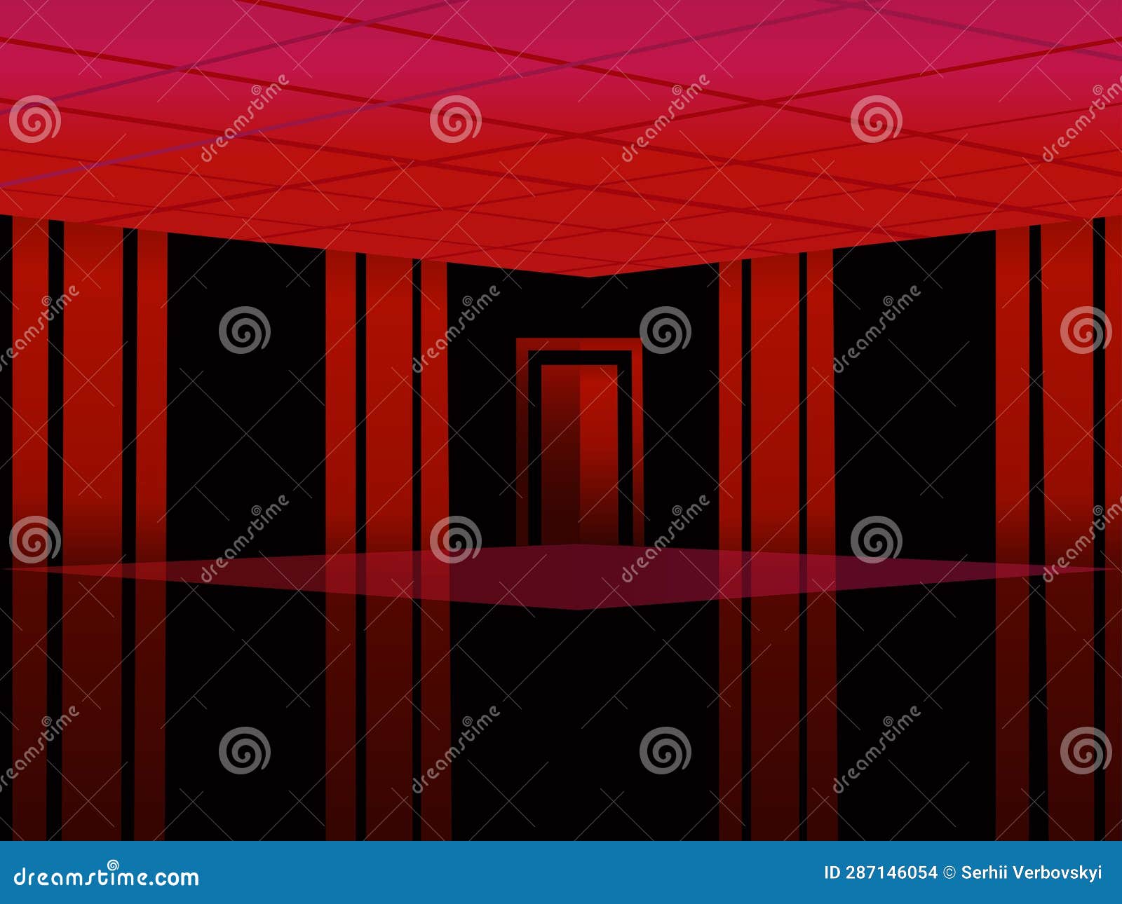Vector Illustration Depicting a Red Room in an Abstract Style for ...