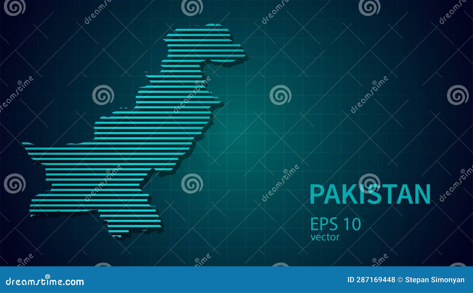 Pakistan Map From Futuristic Hexagonal Shapes, Lines, Points Blue And ...