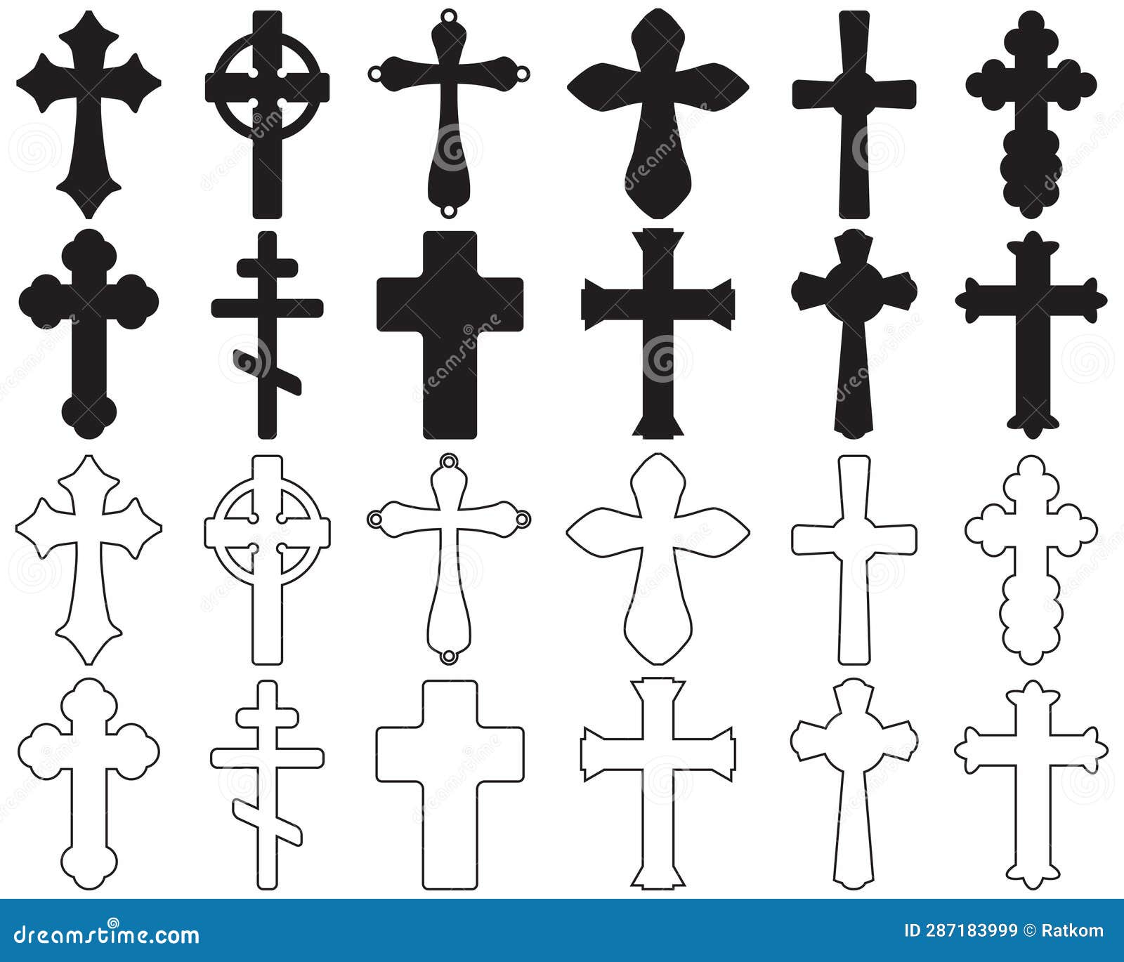 Silhouettes of Different Crosses Stock Illustration - Illustration of ...