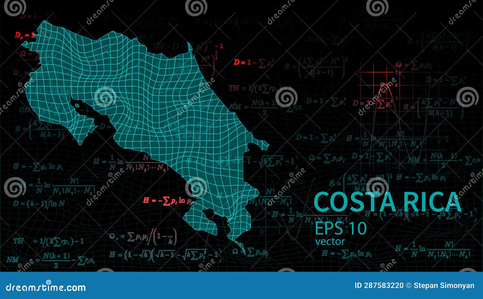 Technology Vector Map of Costa Rica, Futuristic Modern Website ...