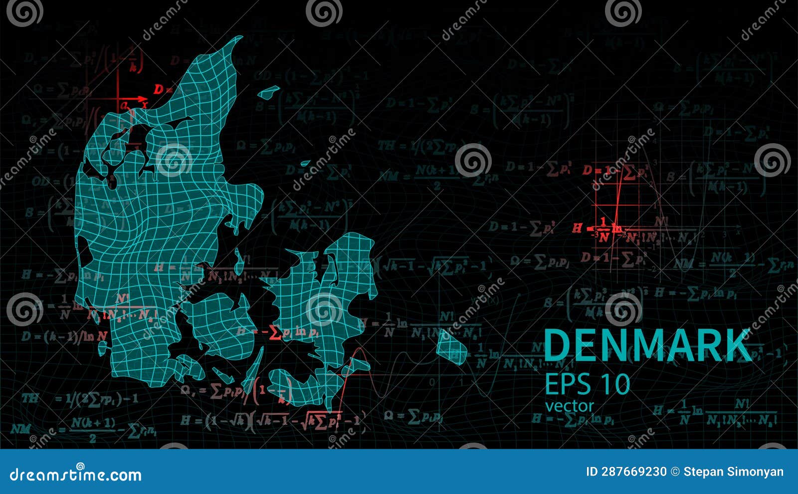 Technology Vector Map Of Denmark, Connection Futuristic Modern Website ...