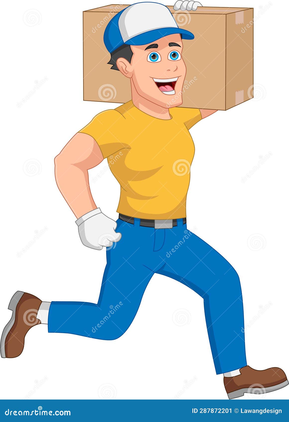 Young Courier Running with Package Boxes Stock Vector - Illustration of ...