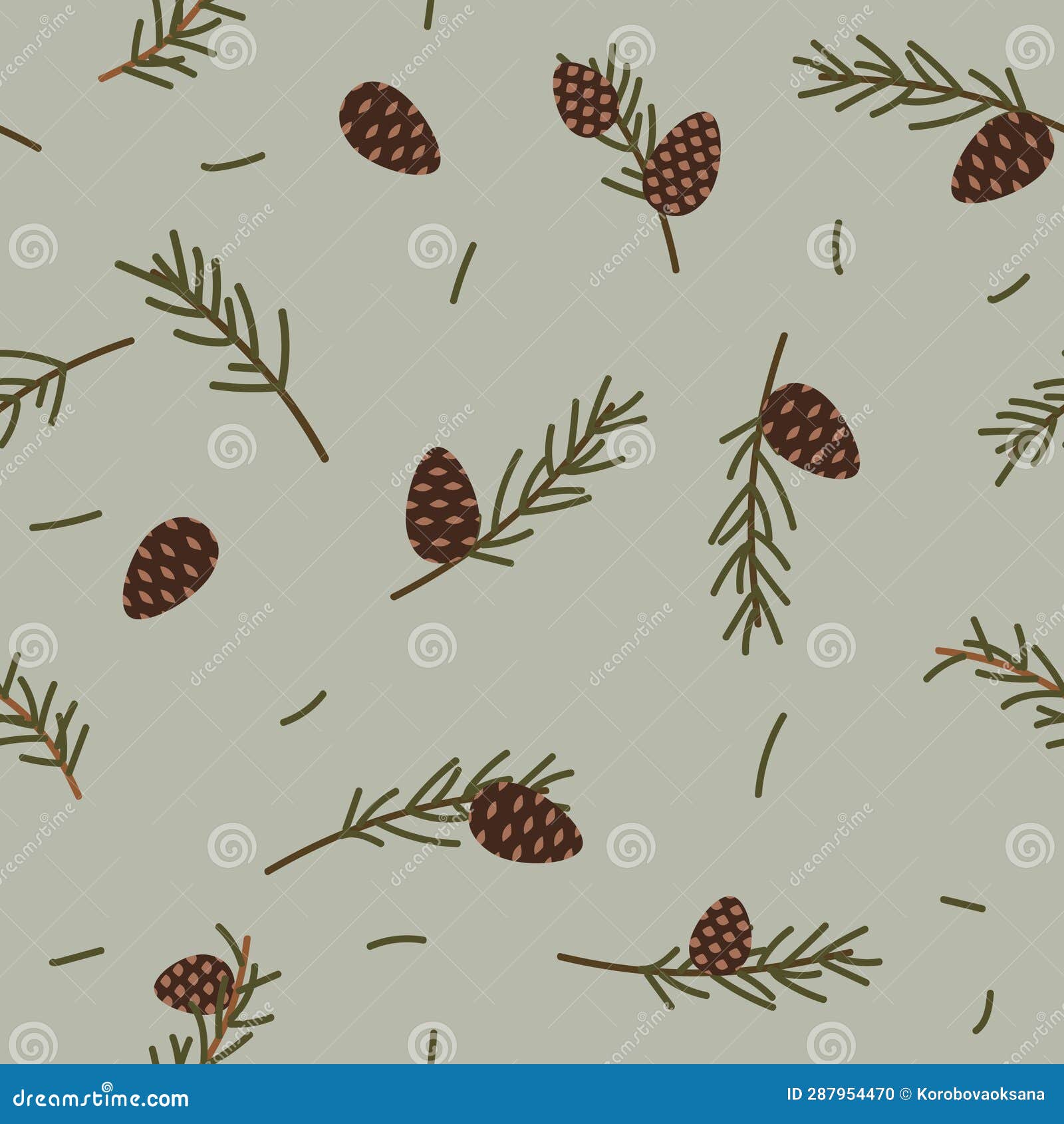 Vector Seamless Pattern Pine Cones Stock Vector - Illustration of natural, background: 287954470
