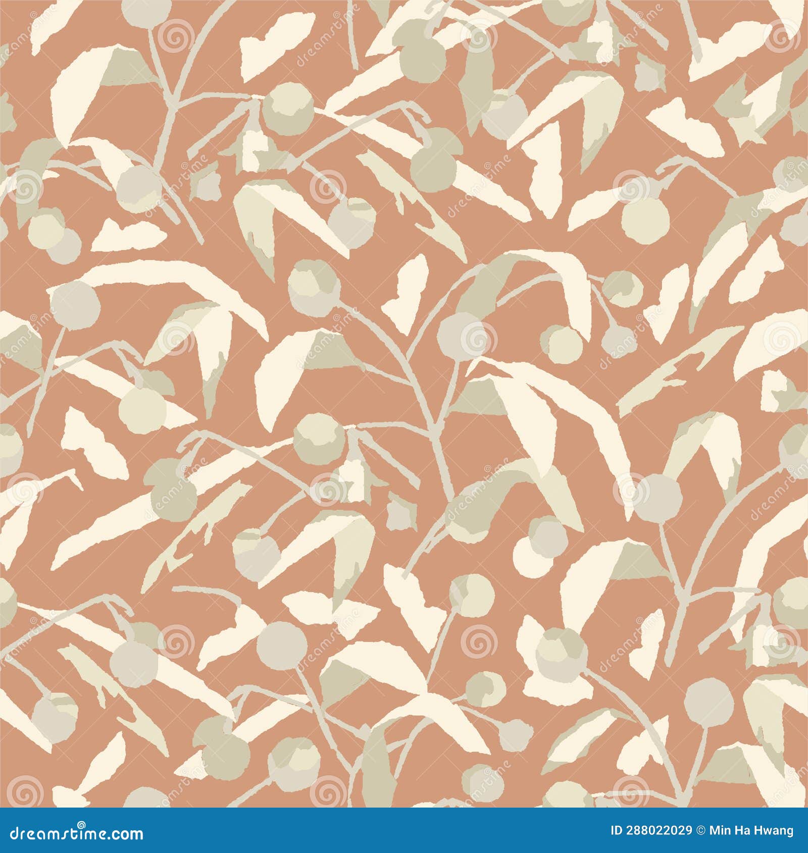 Vector Leaf Branch Berry Illustration Seamless Repeat Pattern Digital ...
