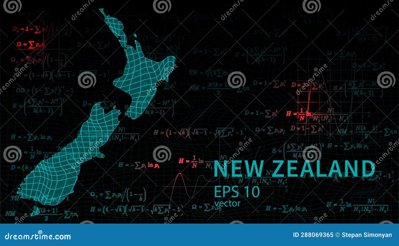 New Zealand Map From Futuristic Hexagonal Shapes, Lines, Points Blue ...