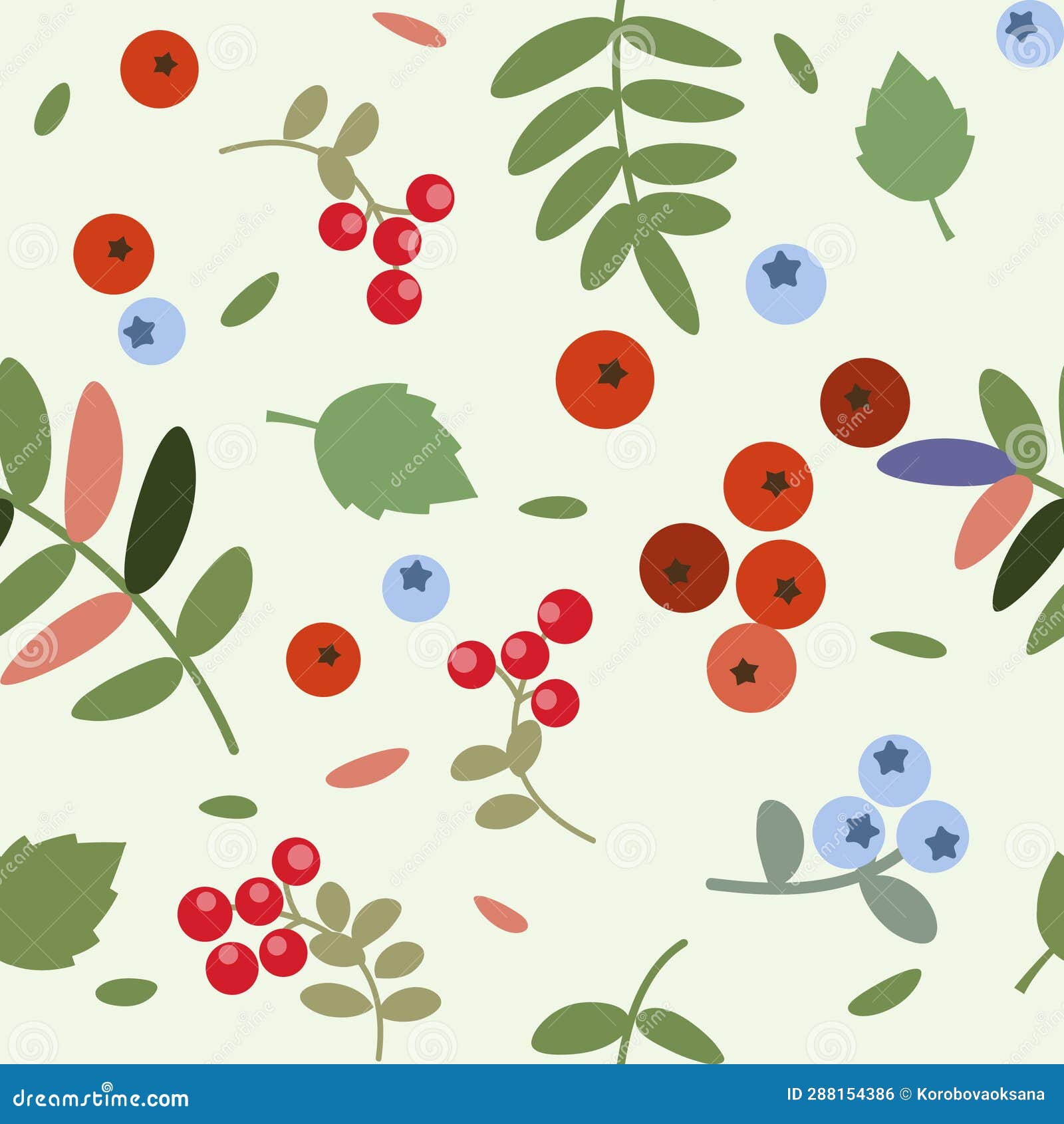 Vector Natural Pattern with Leaves and Berries Stock Vector ...