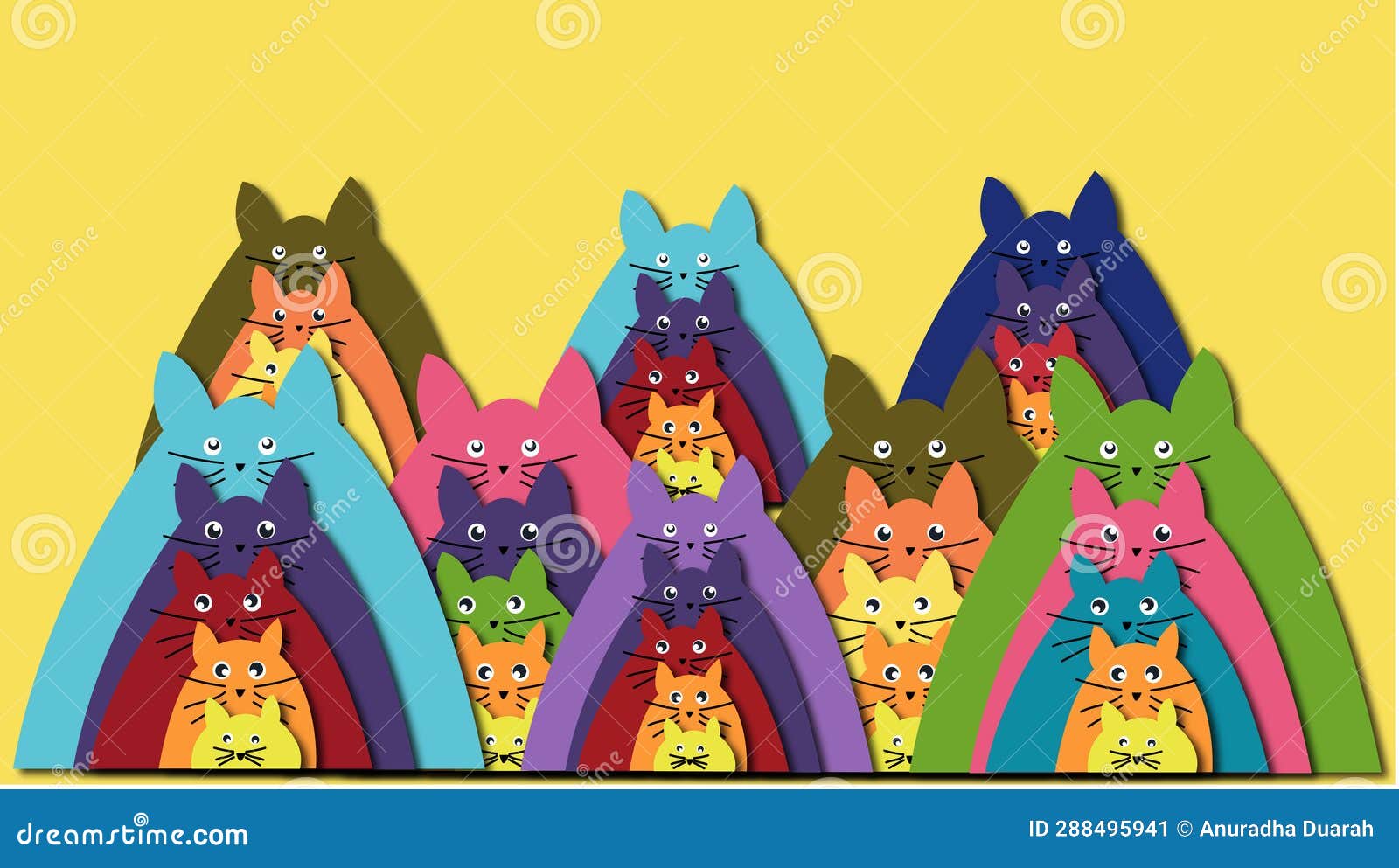 Cartoon Cat or Kitten Characters Design Collection with Different Color ...