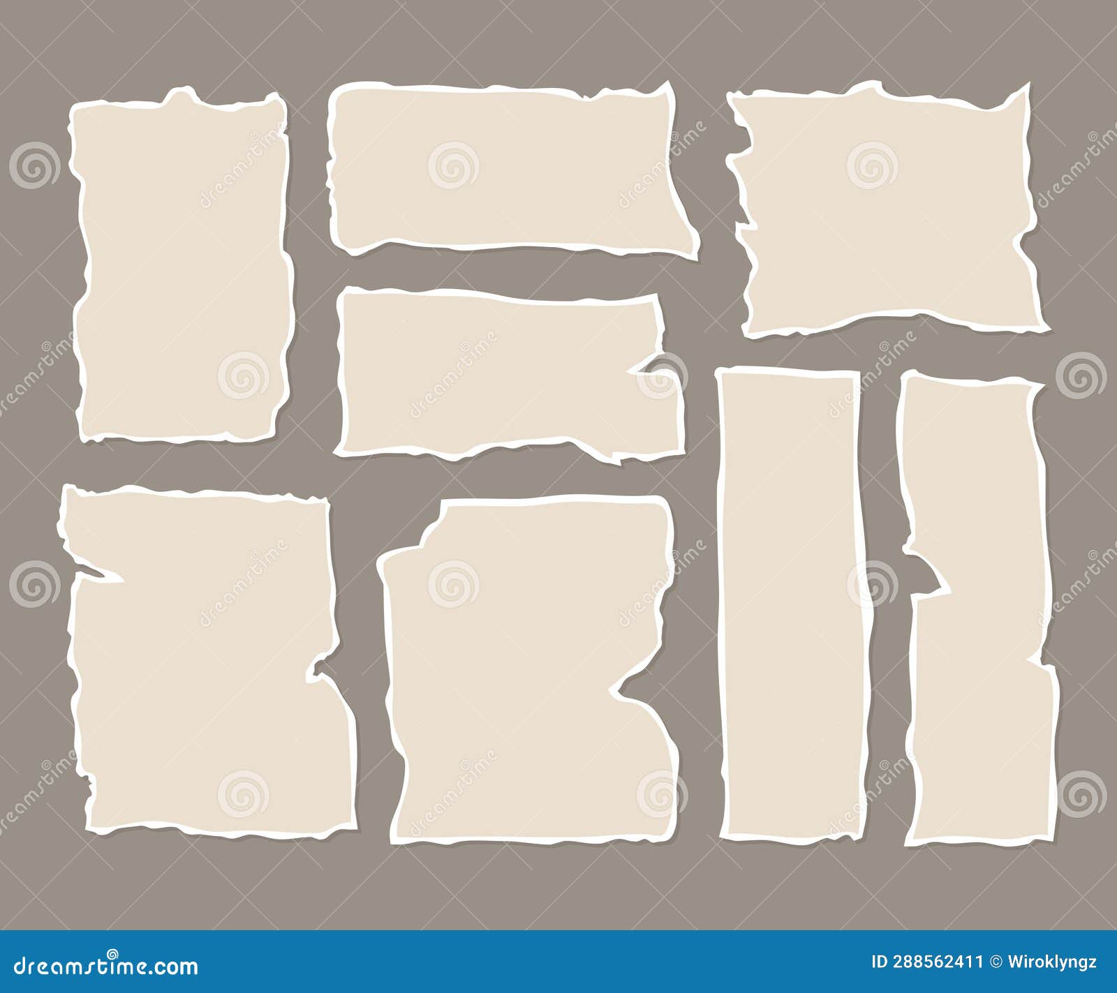 Torn Paper Scrap Set with Copy Space Flat Illustration Stock Vector ...