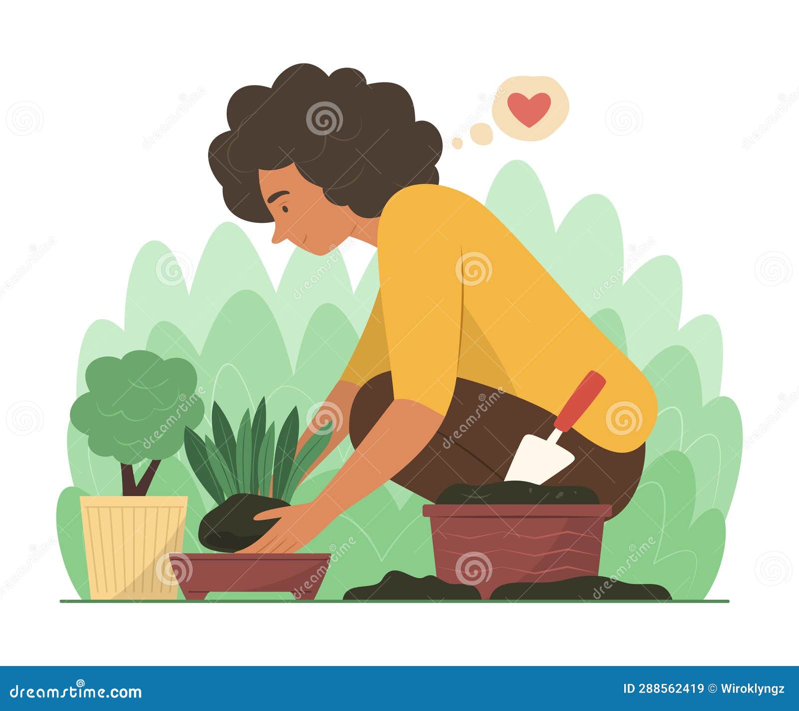 Woman Planting Plant in Garden Concept Illustration Stock Illustration ...