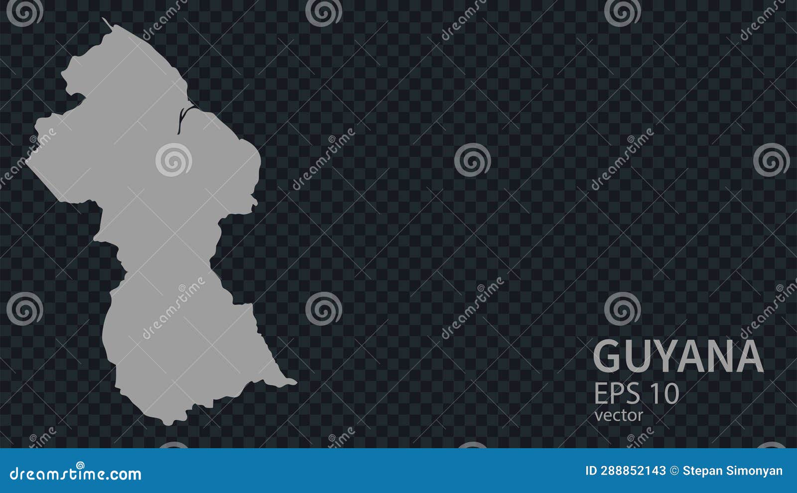 Flat Vector Map of Guyana with Borders Isolated on Background Flat ...