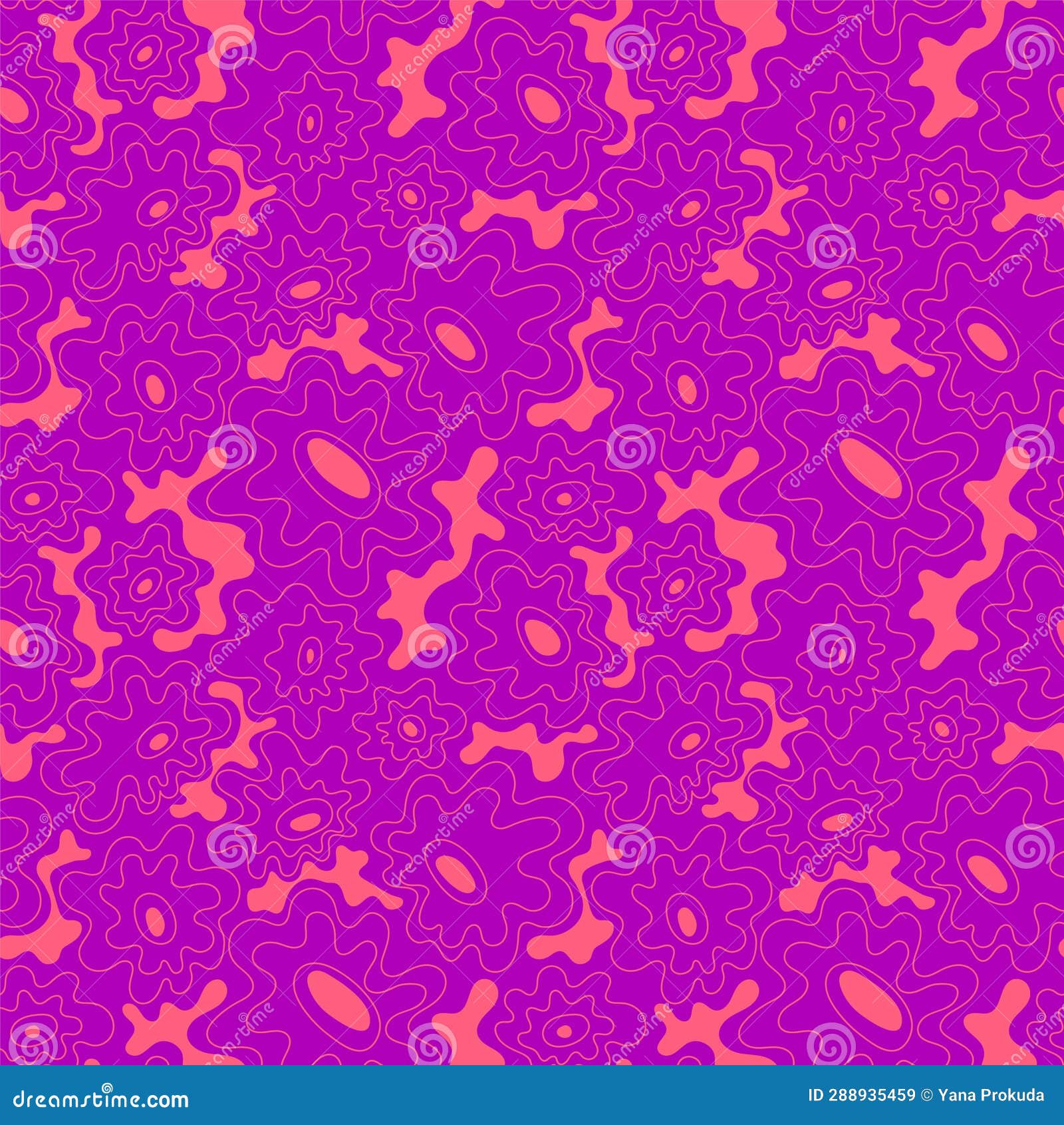 Vector Seamless Pattern with Wave Simple Flowers. Abstract Pattern for ...