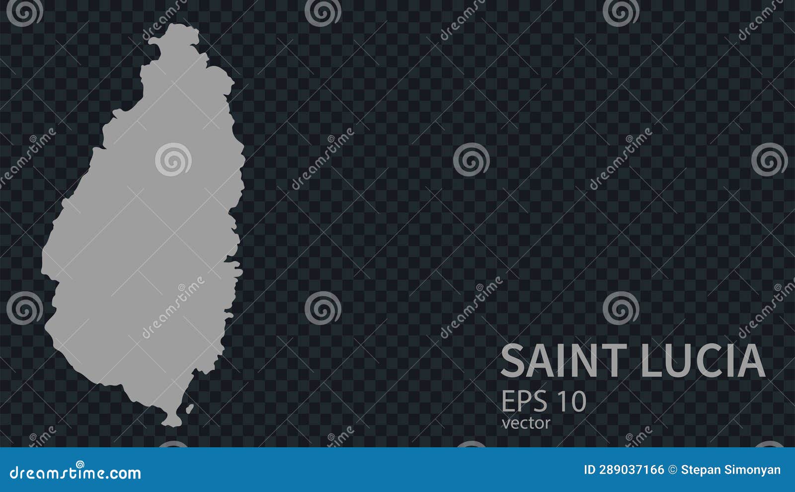 Flat Vector Map of Saint Lucia with Borders, Isolated on Background ...