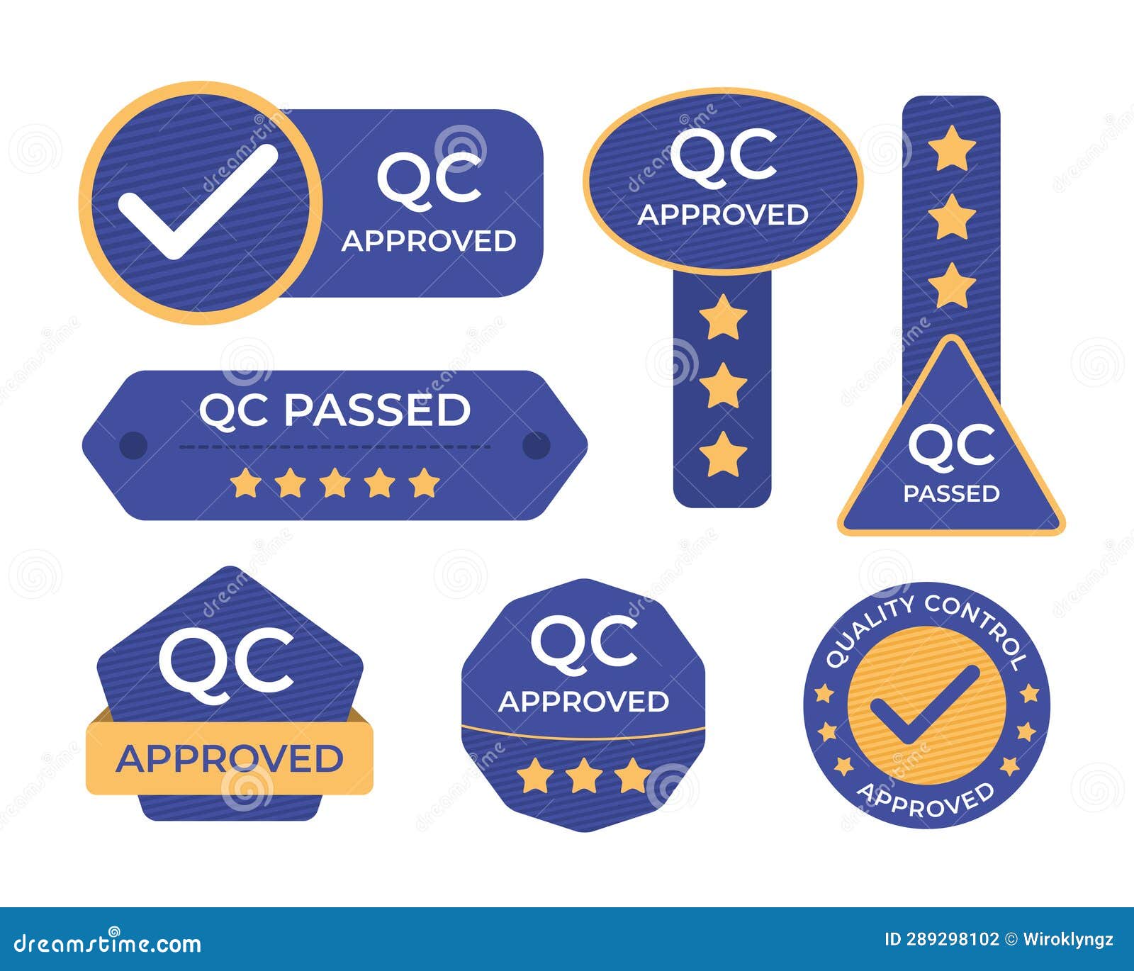 Quality Control Labels Set in Flat Design Style for Sticker Tag Stock ...