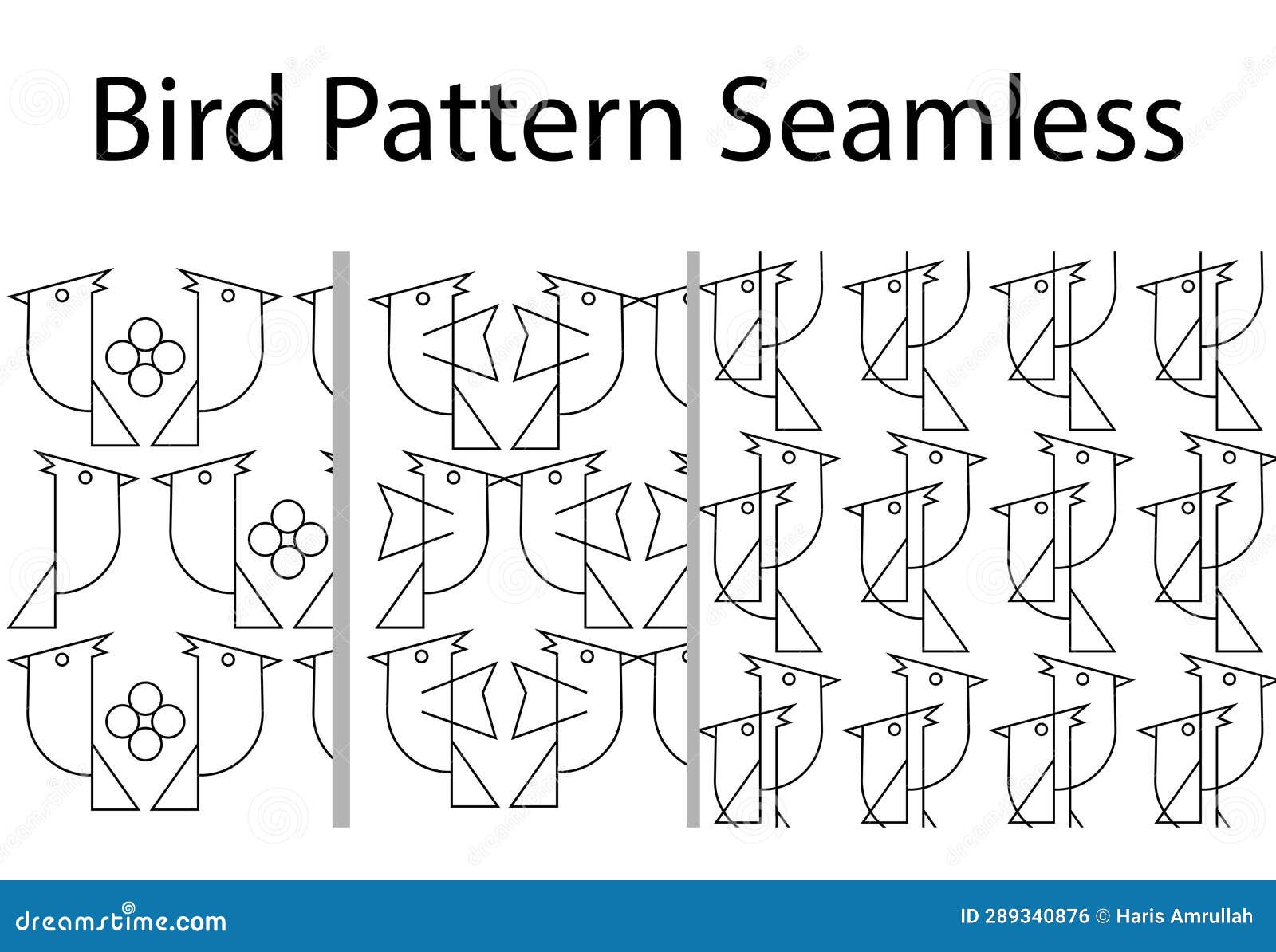Seamless Pattern of Birds in Line Art Style Stock Vector - Illustration ...