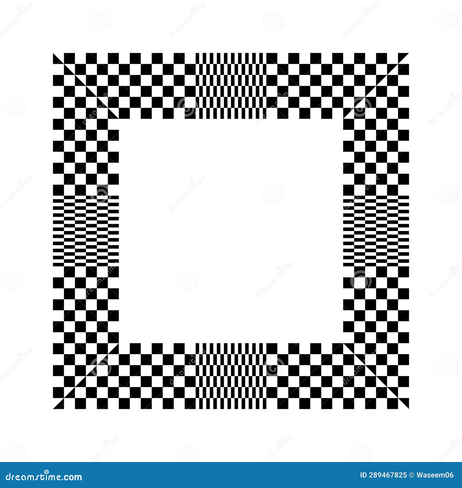Black and White Checkered Squares Frame Vector Illustration Stock ...