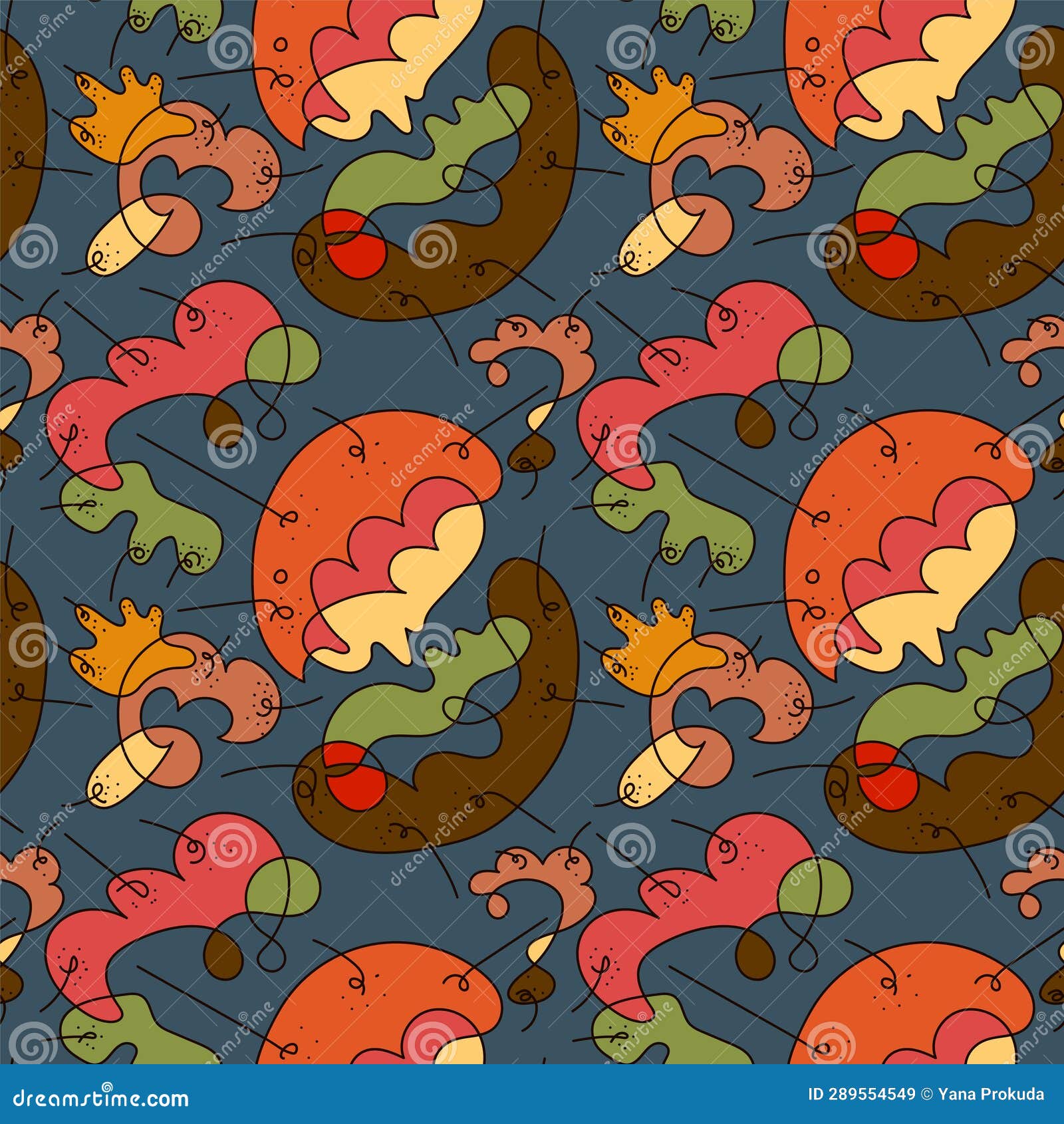 Abstract Vector Surreal Seamless Pattern with Colorful Unusual Hand ...