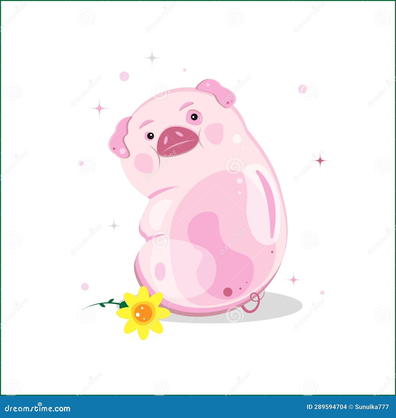 The Pink Pig is Presented in a Cartoon Style. Stock Vector ...