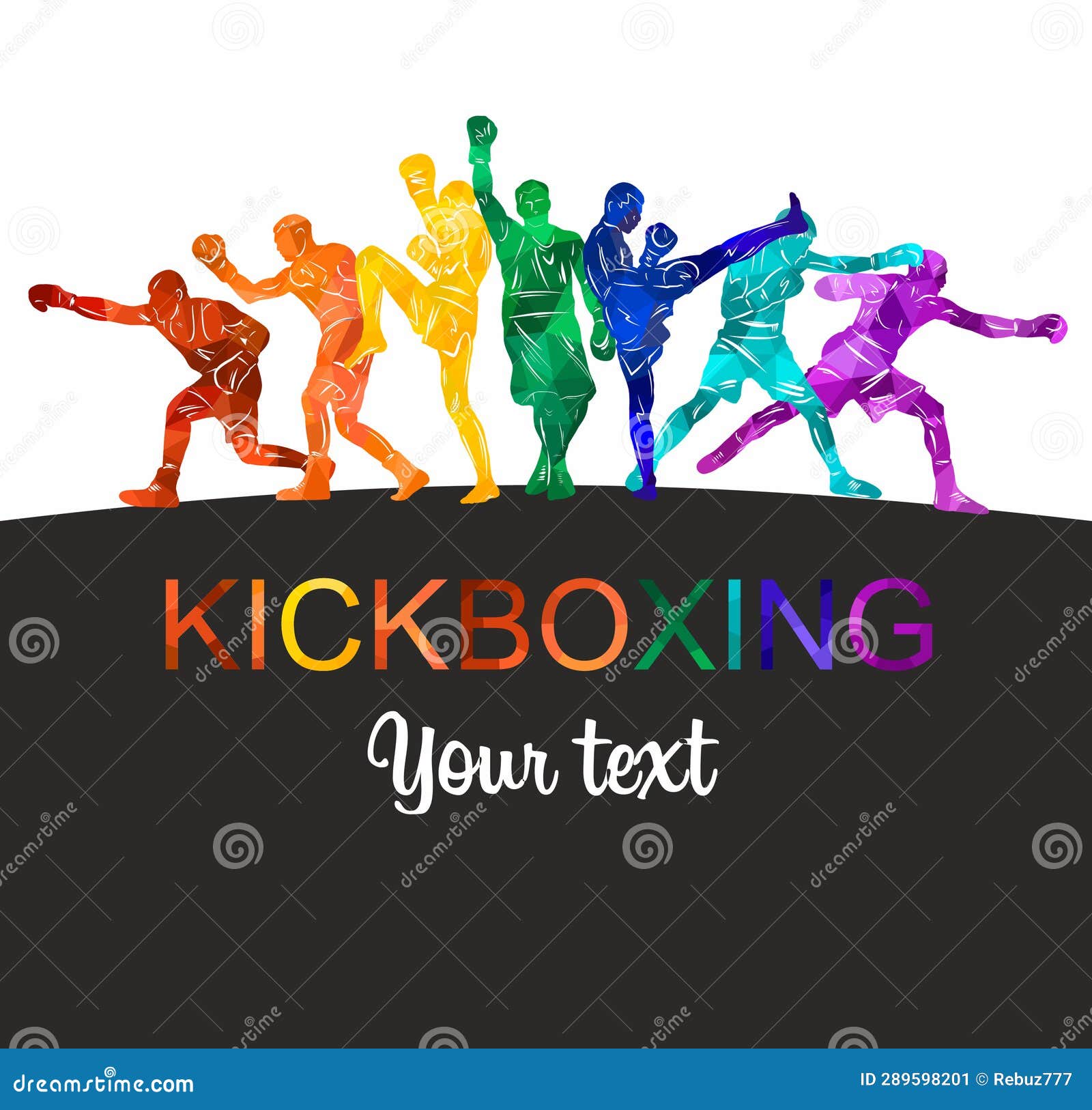 Colorful Vector Illustration Silhouettes Of Boxers, Thai Boxers ...