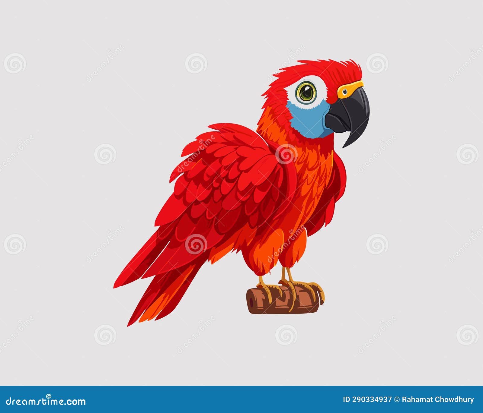 The Cute Red Parrot Illustration Stock Illustration - Illustration of ...