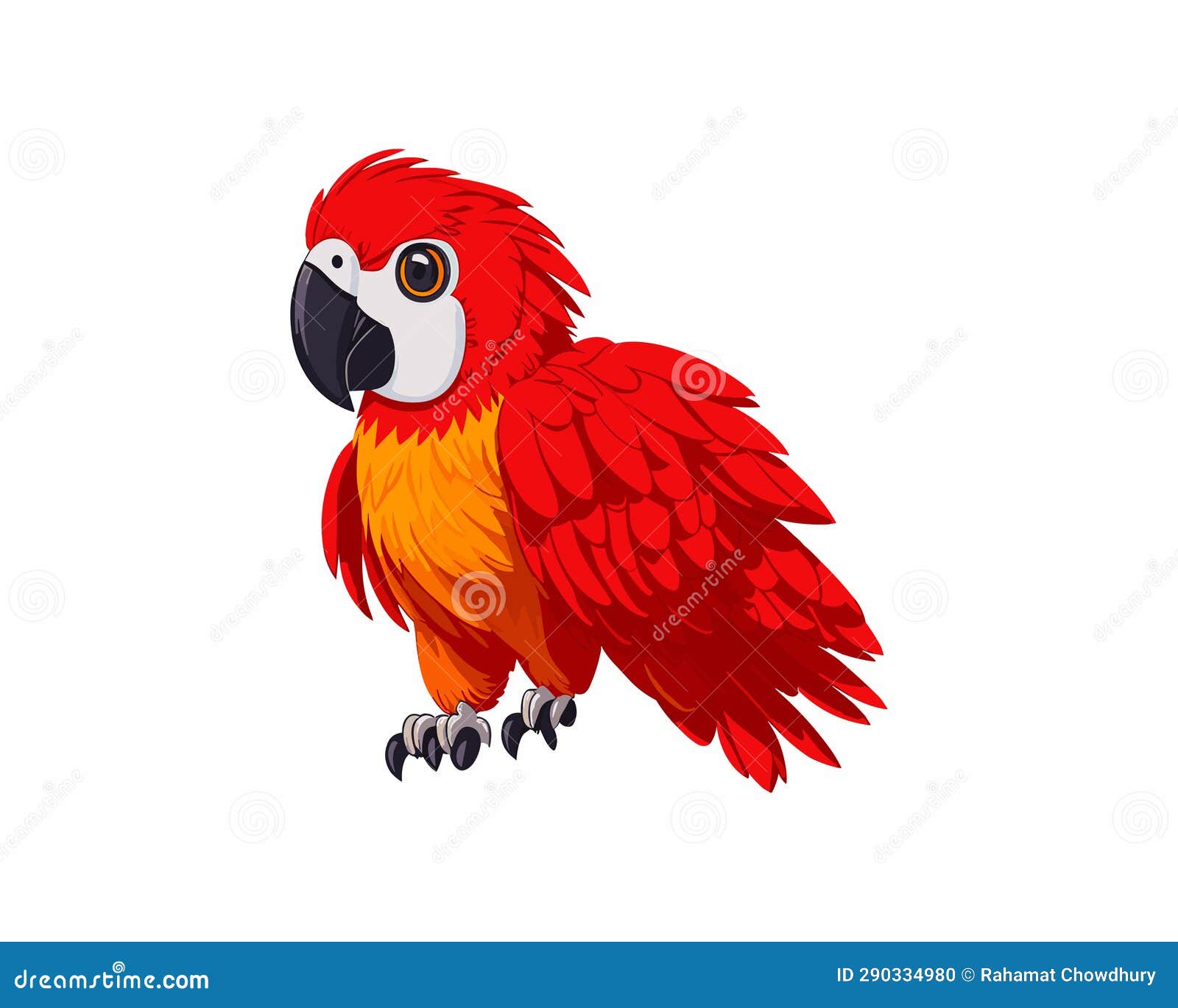 The Cute Red Parrot Illustration Stock Illustration - Illustration of ...