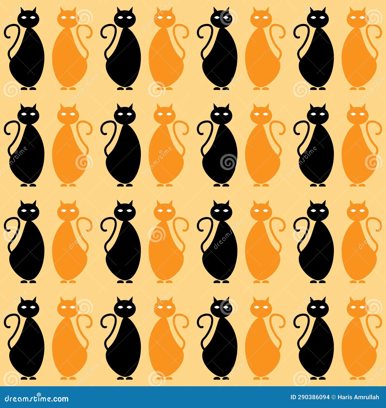 Repeating Graphic Cat Pattern Design Stock Vector - Illustration of ...