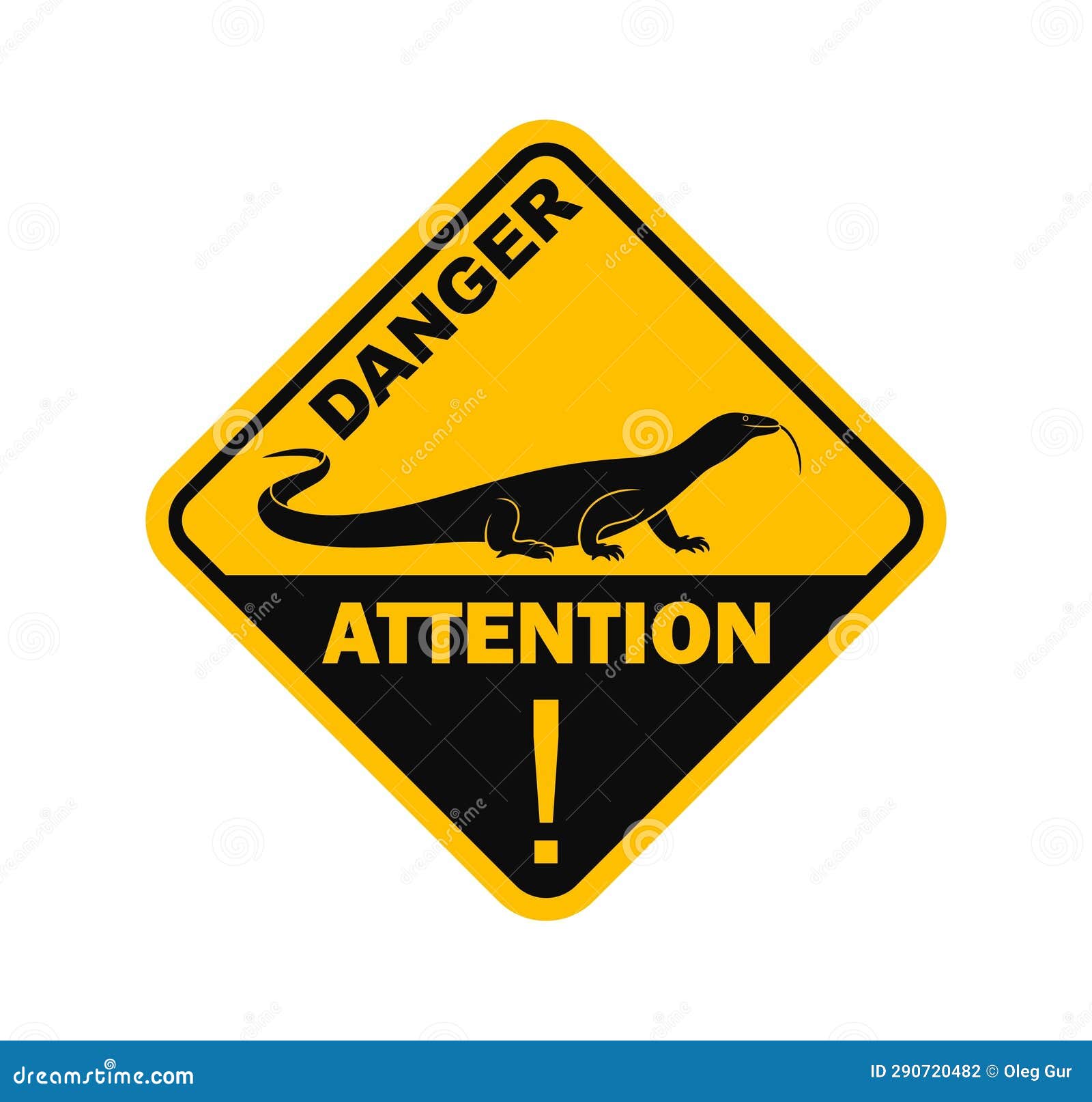 Monitor Lizard Road Sign. Isolated Monitor Lizard on White Background ...