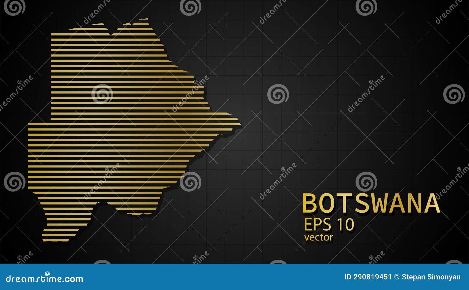 Modern Map - Botswana With Districts BW Cartoon Vector | CartoonDealer ...