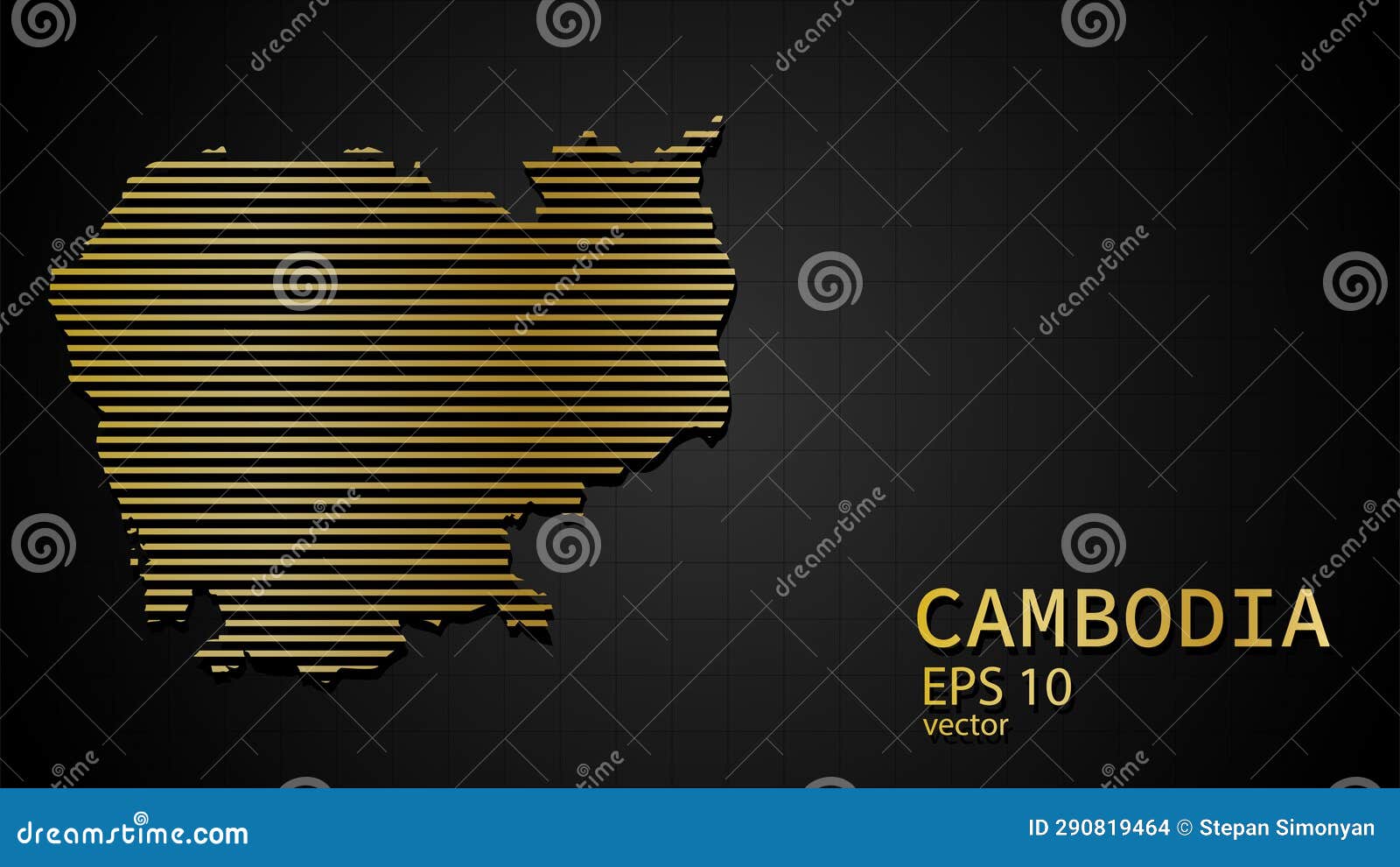 Vector Gold Map Of Cambodia, Futuristic Modern Website Background Or ...