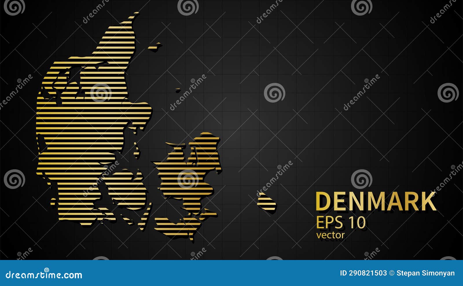 Vector Gold Map Of Denmark, Futuristic Modern Website Background Or ...