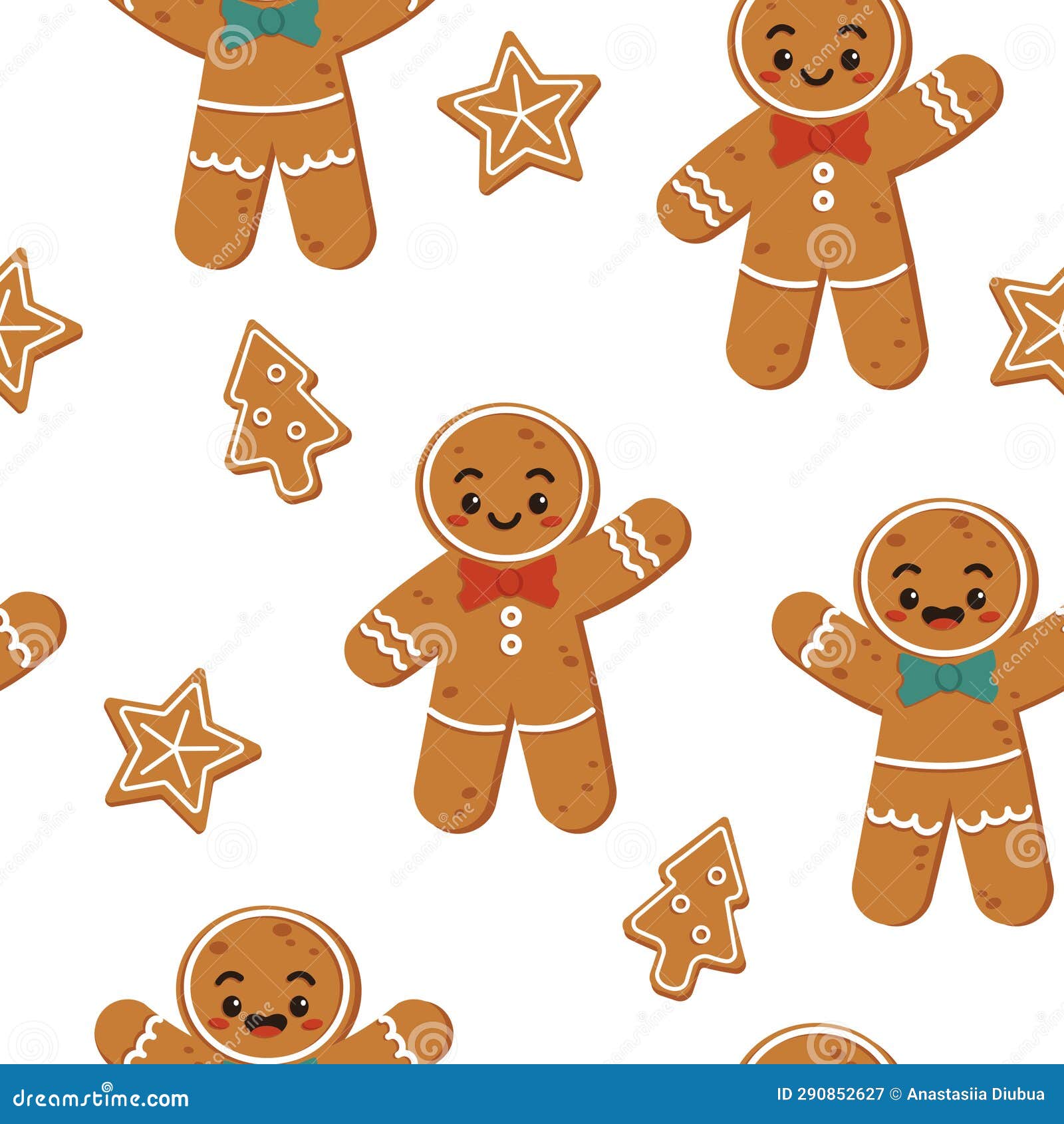 Seamless Pattern with Cute Gingerbread Character. Merry Christmas Stock ...
