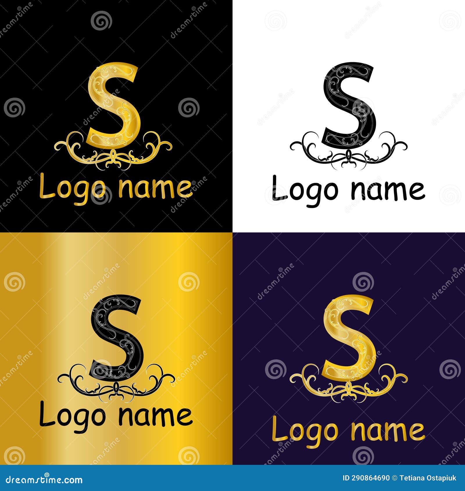 4 Variants of the Logo Background with the Letter S Stock Illustration ...